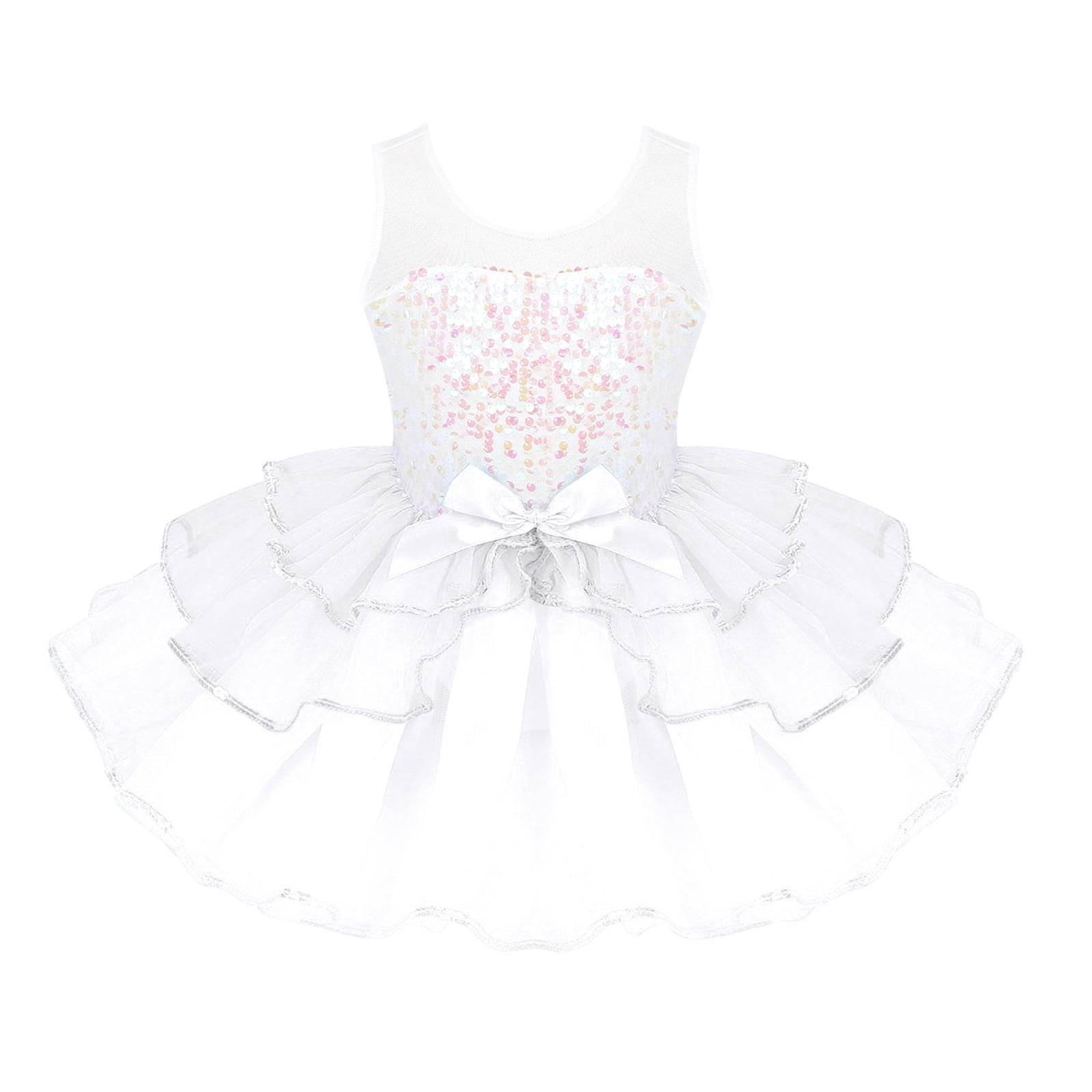 TiaoBug Kids Girls Sequin Ballet Leotard Tutu Dress Figure Skating ...