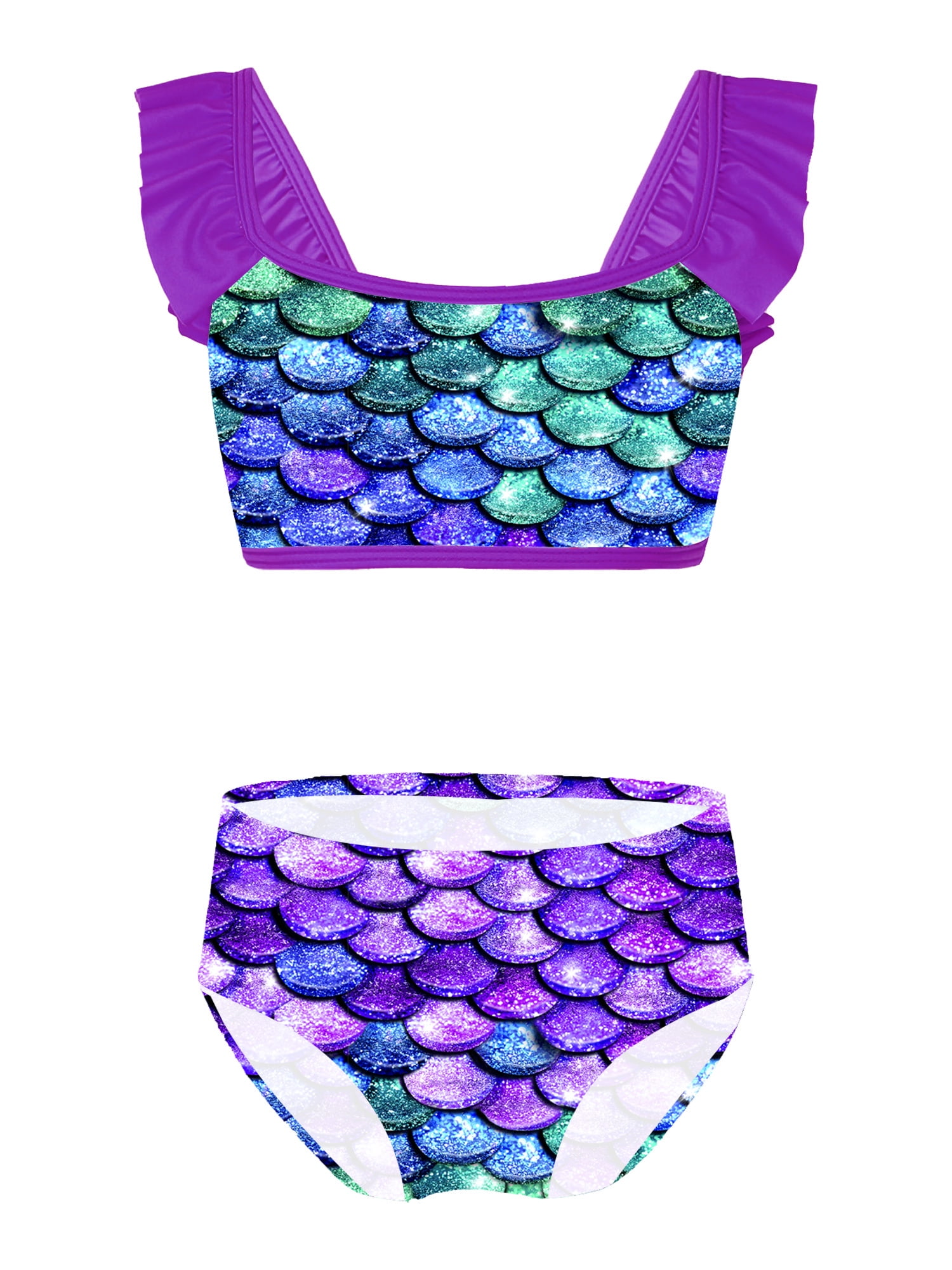 TiaoBug Little Girls Summer Mermaid Swimwear Fish Scales Tankini ...