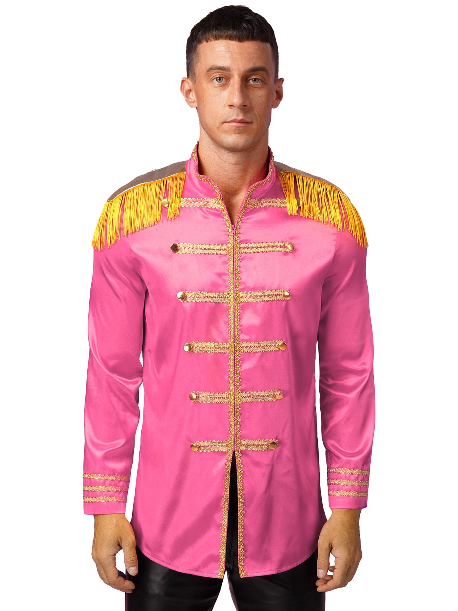 TiaoBug Men Halloween Sergeant Pepper Long Sleeve Satin Jacket Marching ...