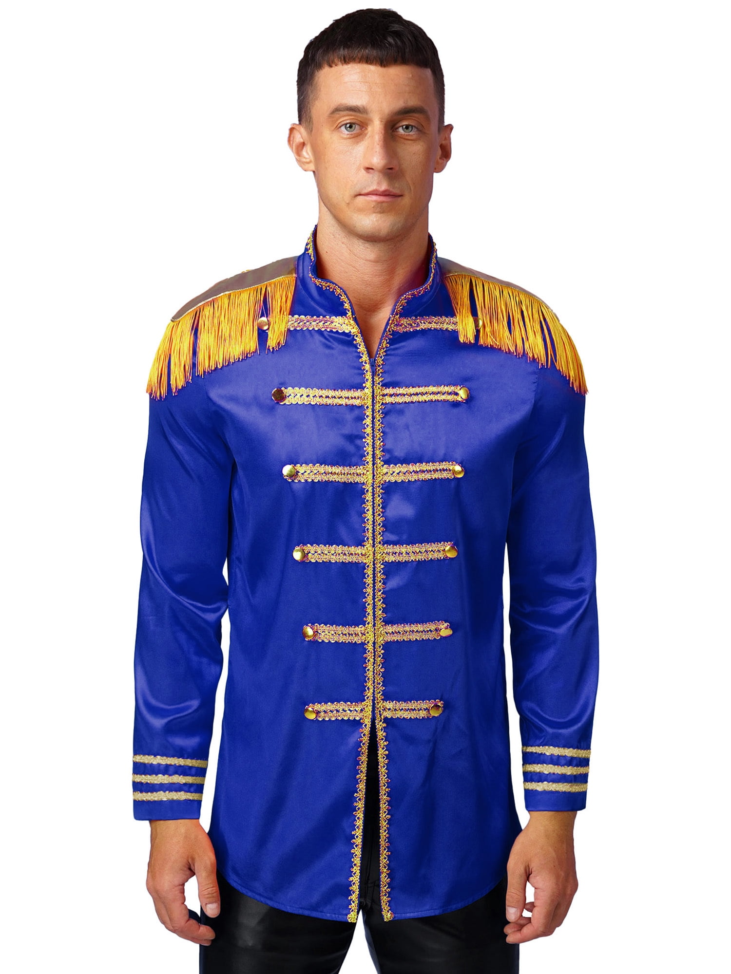 TiaoBug Men Halloween Sergeant Pepper Long Sleeve Satin Jacket Marching ...