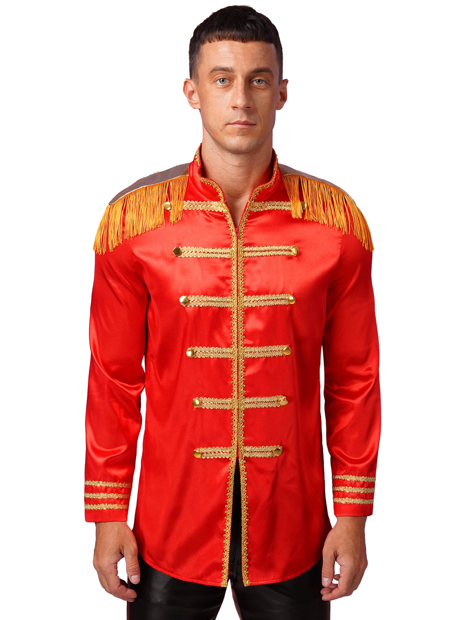 TiaoBug Men Halloween Sergeant Pepper Long Sleeve Satin Jacket Marching ...