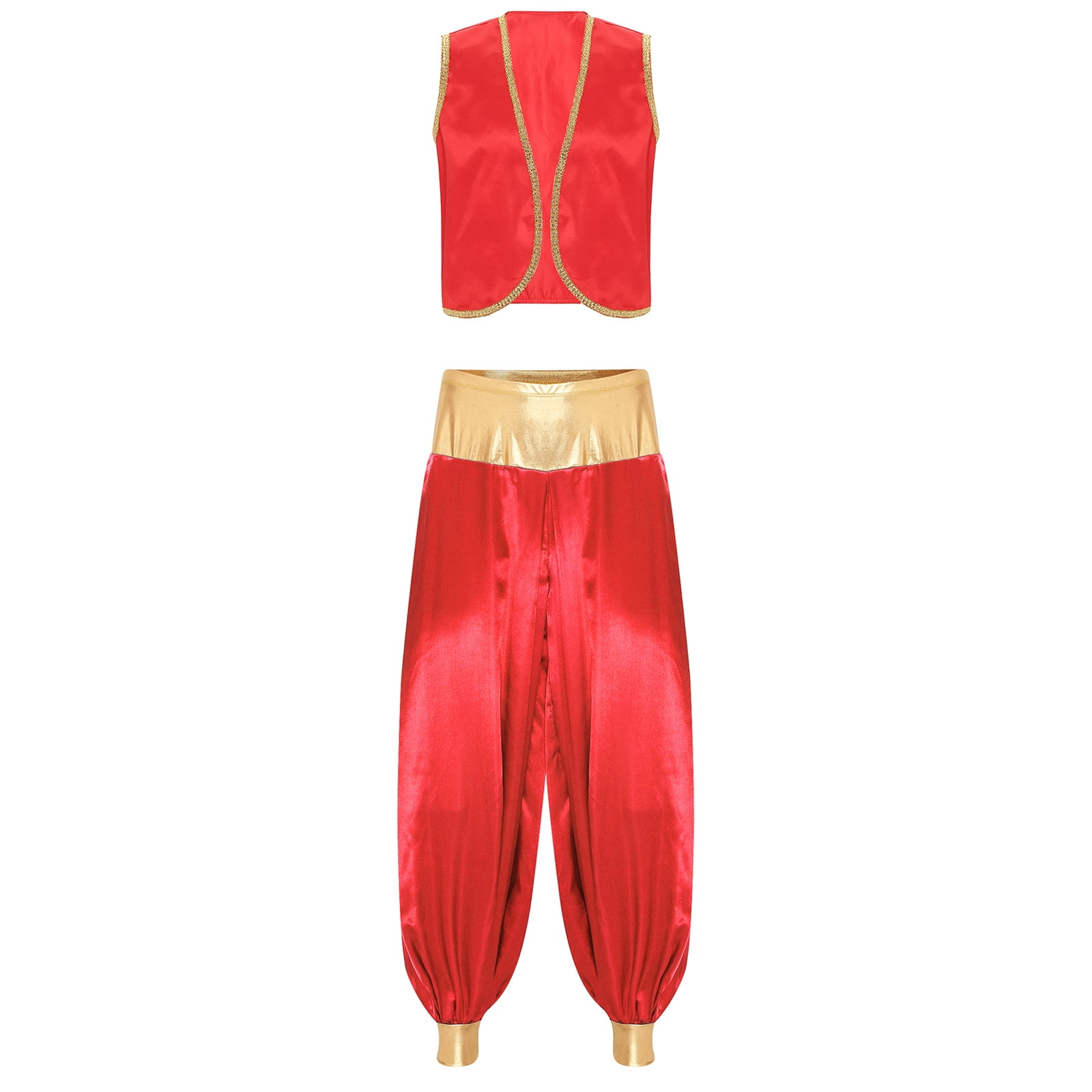 TiaoBug Men's Arabian Prince Outfits Street Rat Costume Stain Gold Trim ...