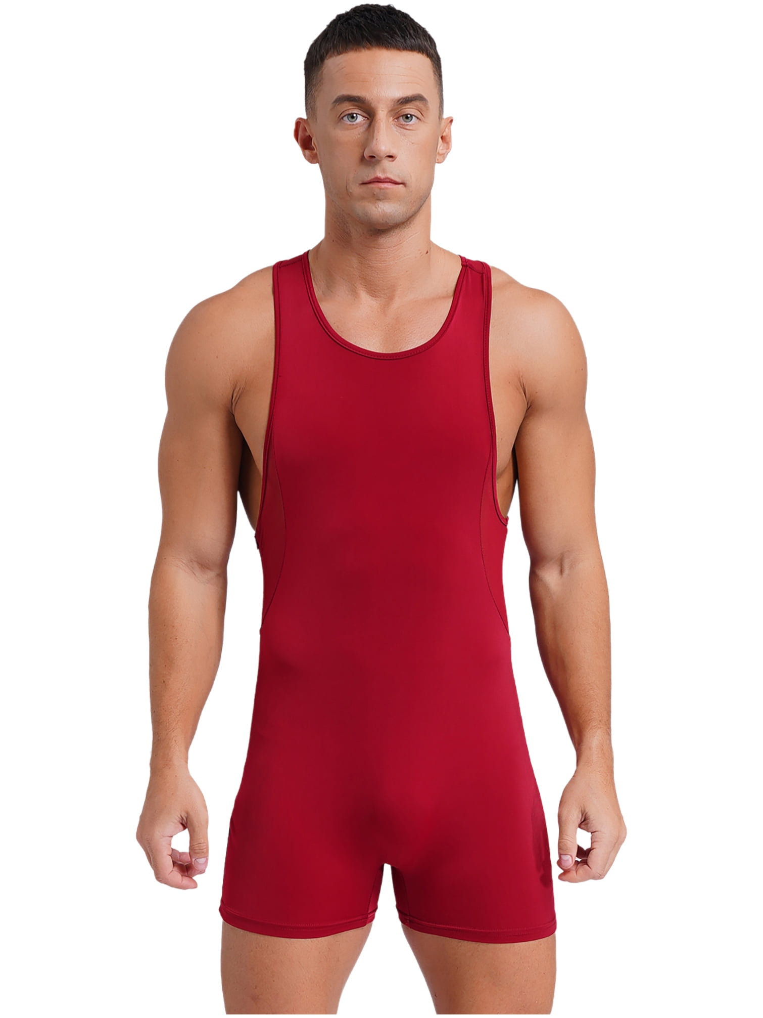 TiaoBug Men's Athletic Wrestling Singlet Leotard Bodysuit Sleeveless ...