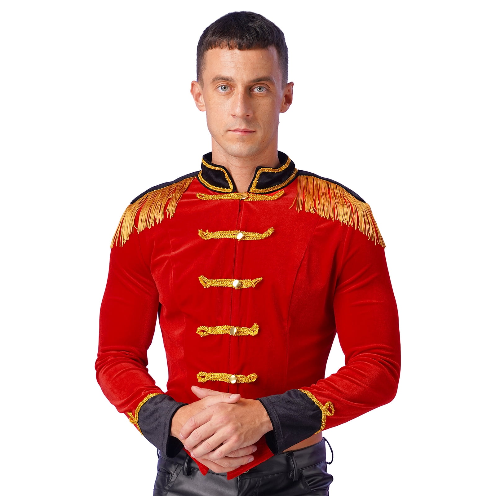 TiaoBug Men's Circus Ringmaster Costume Velvet Jacket Coat Carnival ...