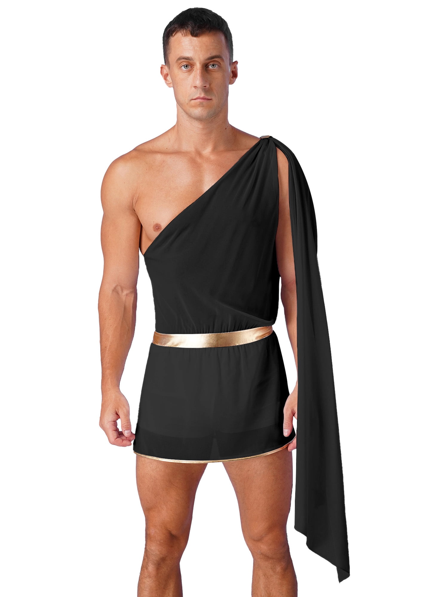 TiaoBug Men's Grecian Toga Costume One Shouler Ancient Greek Bodysuit ...