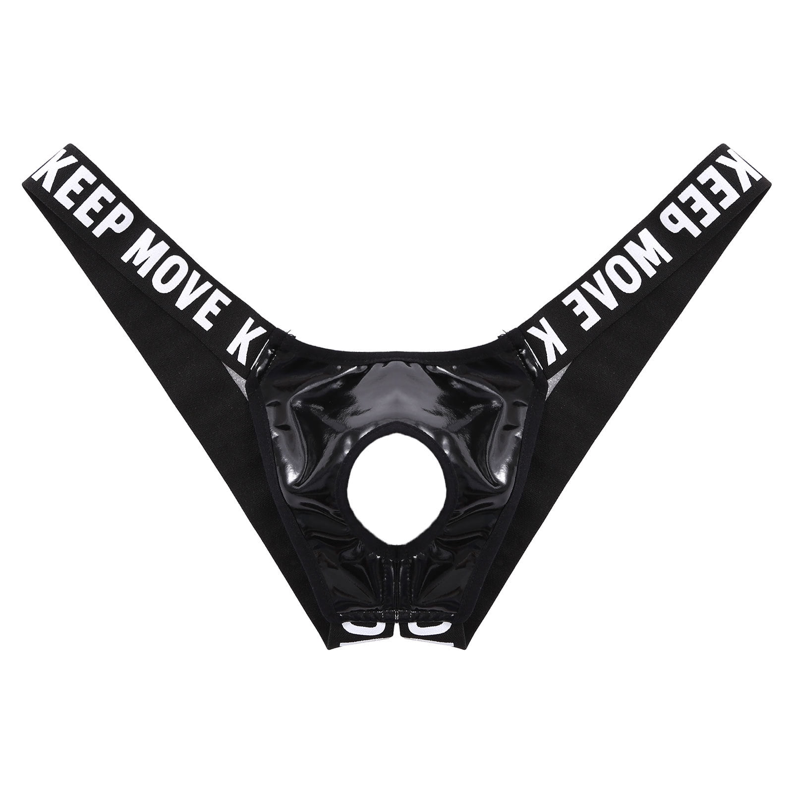 TiaoBug Men's Jockstrap Patent Leather Jock Strap Hollow Out Thong G ...