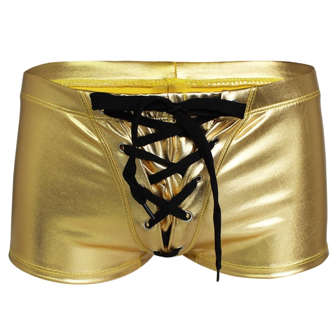 TiaoBug Men's Metallic Drawstring Boxer Shorts Wetlook Underwear Swim ...