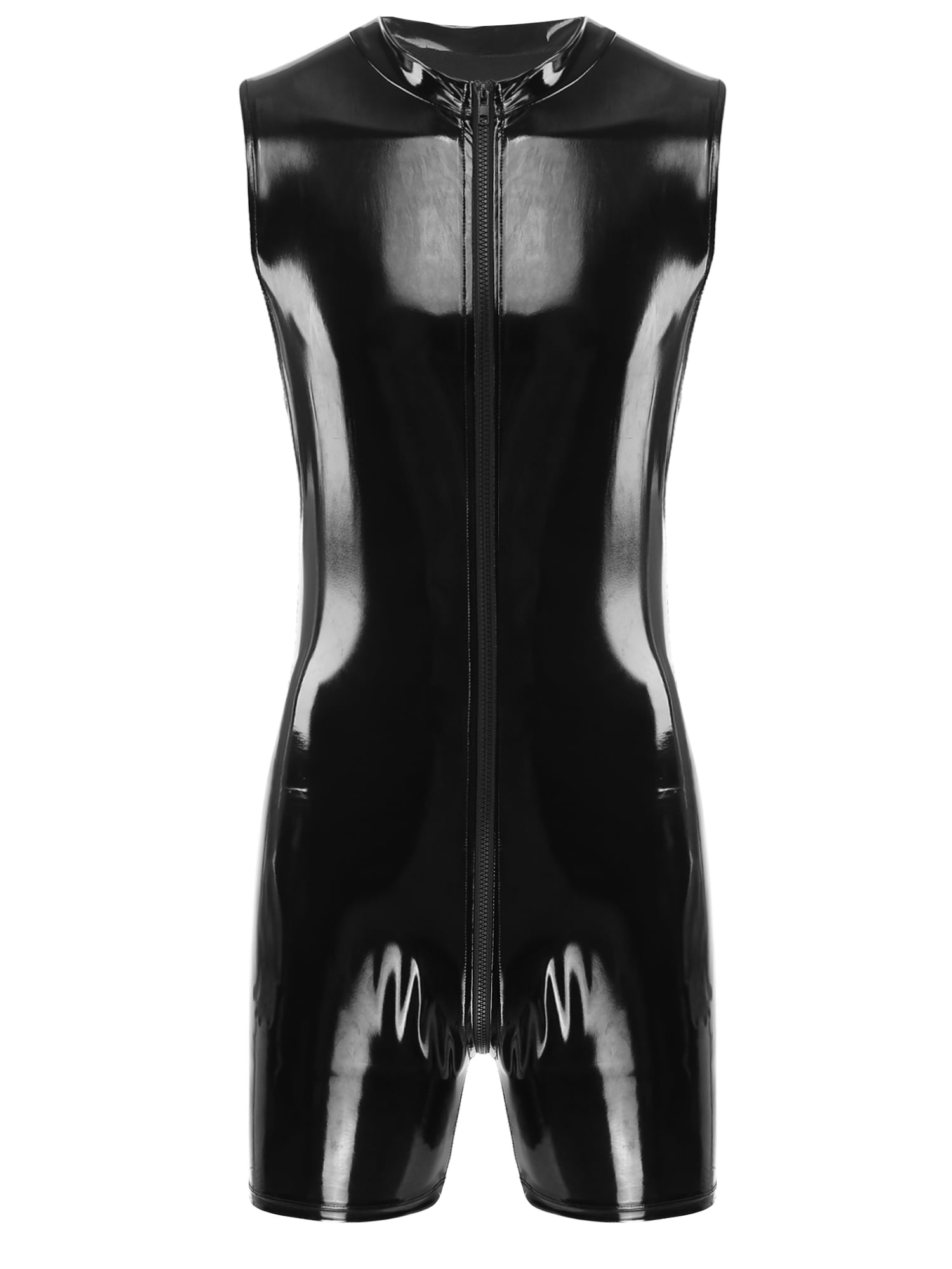 TiaoBug Men's Patent Leather Sleeveless Leotard Wrestling Singlet ...