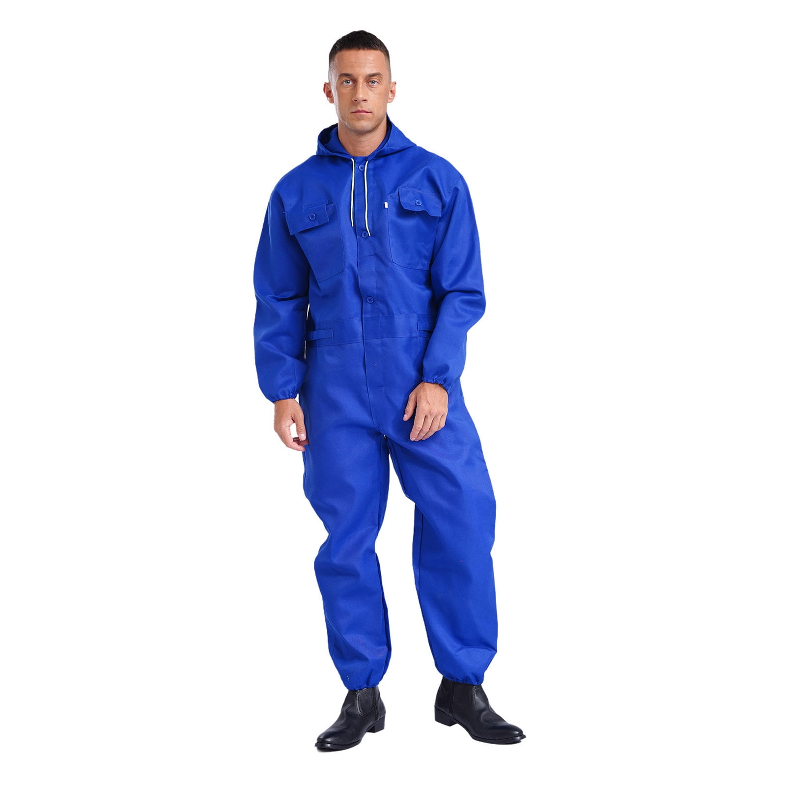 TiaoBug Men's Solid Color Long Sleeve Coveralls Dustproof Elastic Cuff ...