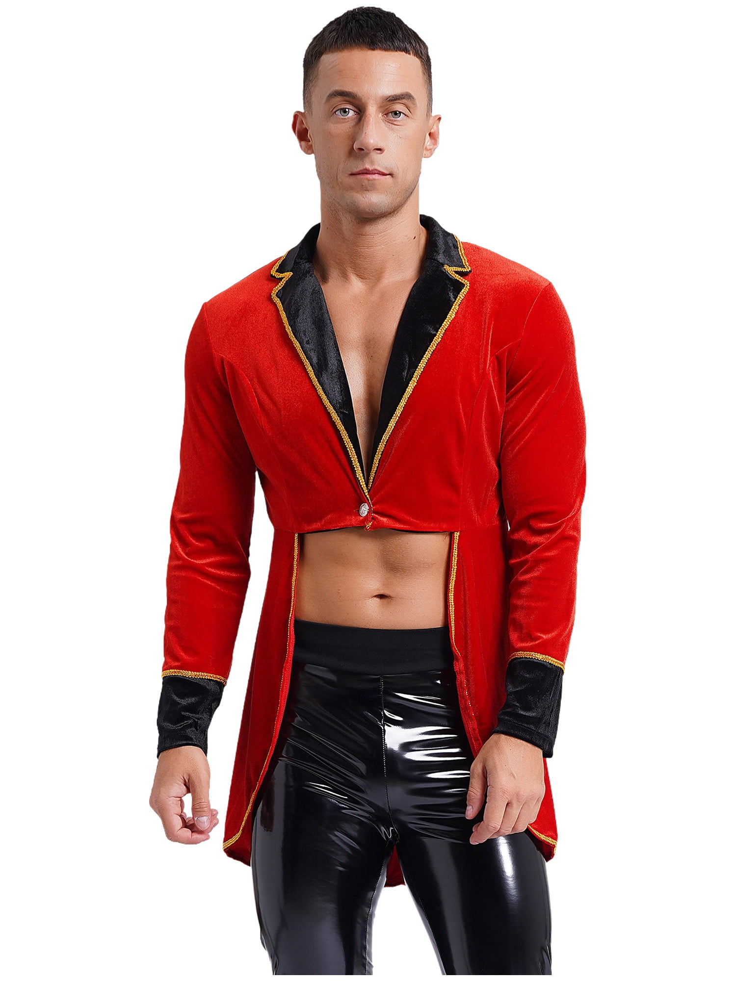 TiaoBug Men's Velvet Swallow-Tailed Coat Circus Ringmaster Costume ...
