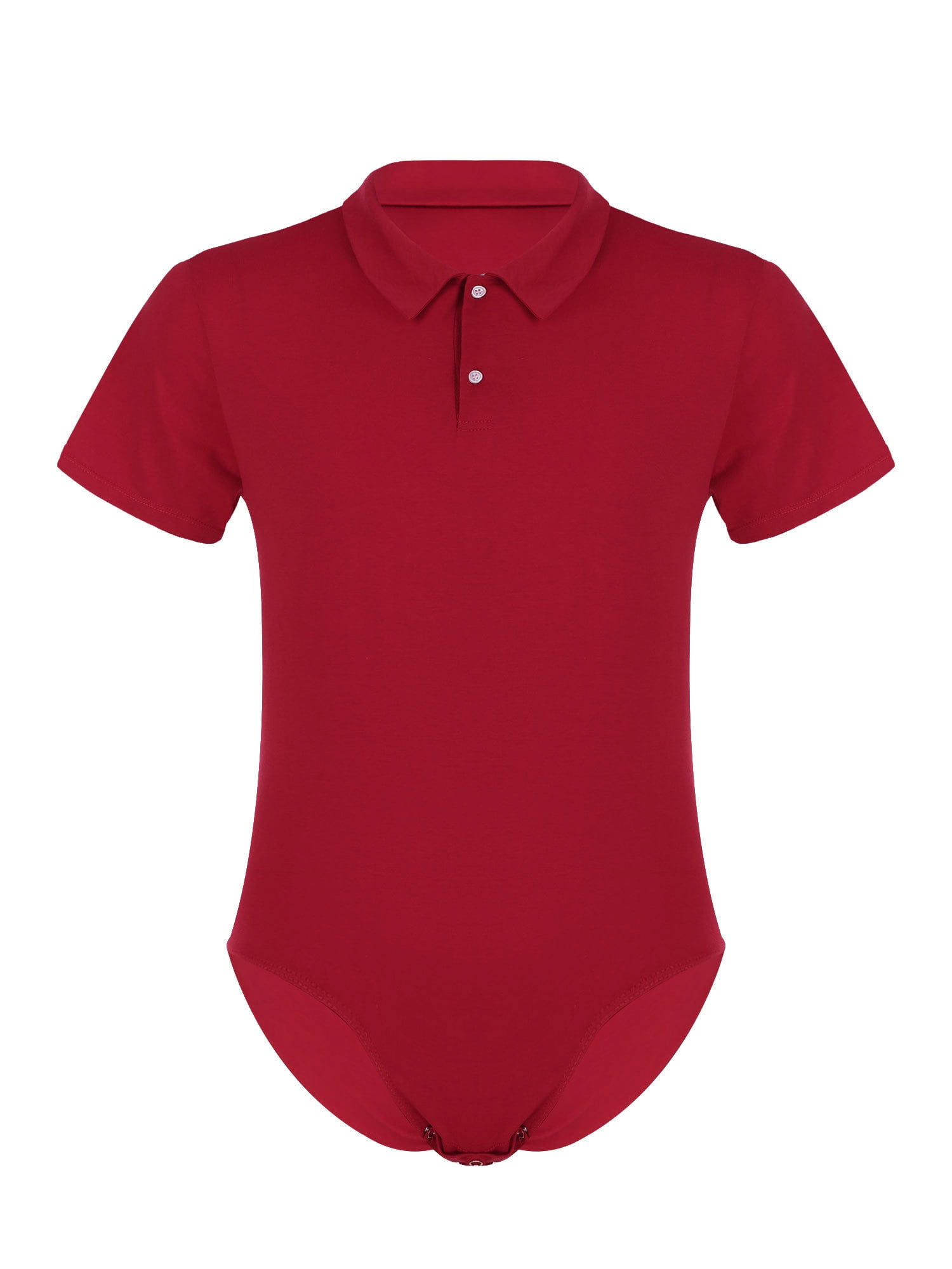 TiaoBug Mens Short Sleeve Undershirt Button Crotch Leotard T-shirts ...