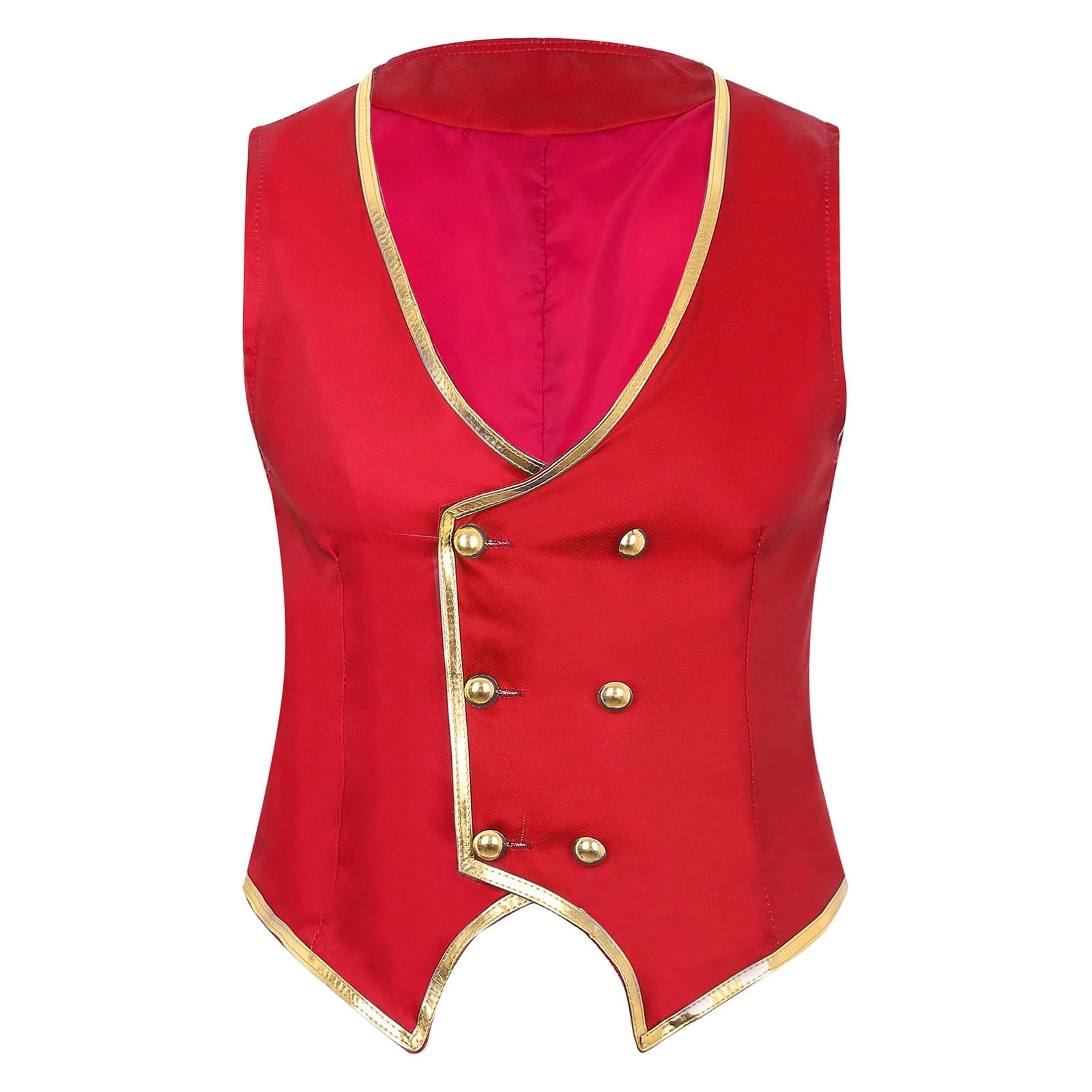 TiaoBug Mens Victorian V Neck Medieval Gothic Suit Vest Gold Leather ...