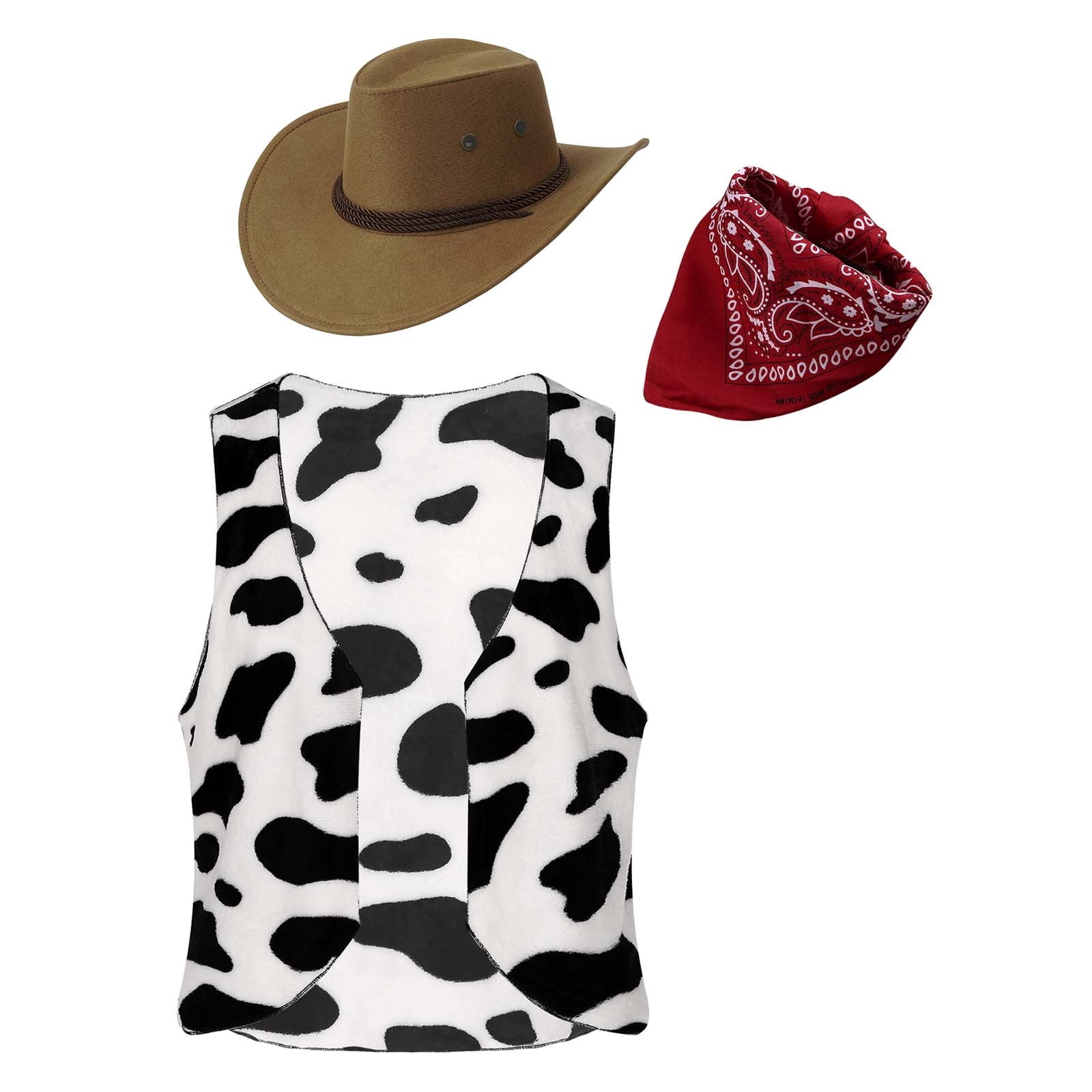 TiaoBug Mens Western Cowboy Sleeveless Flannel Vest with Accesseries ...