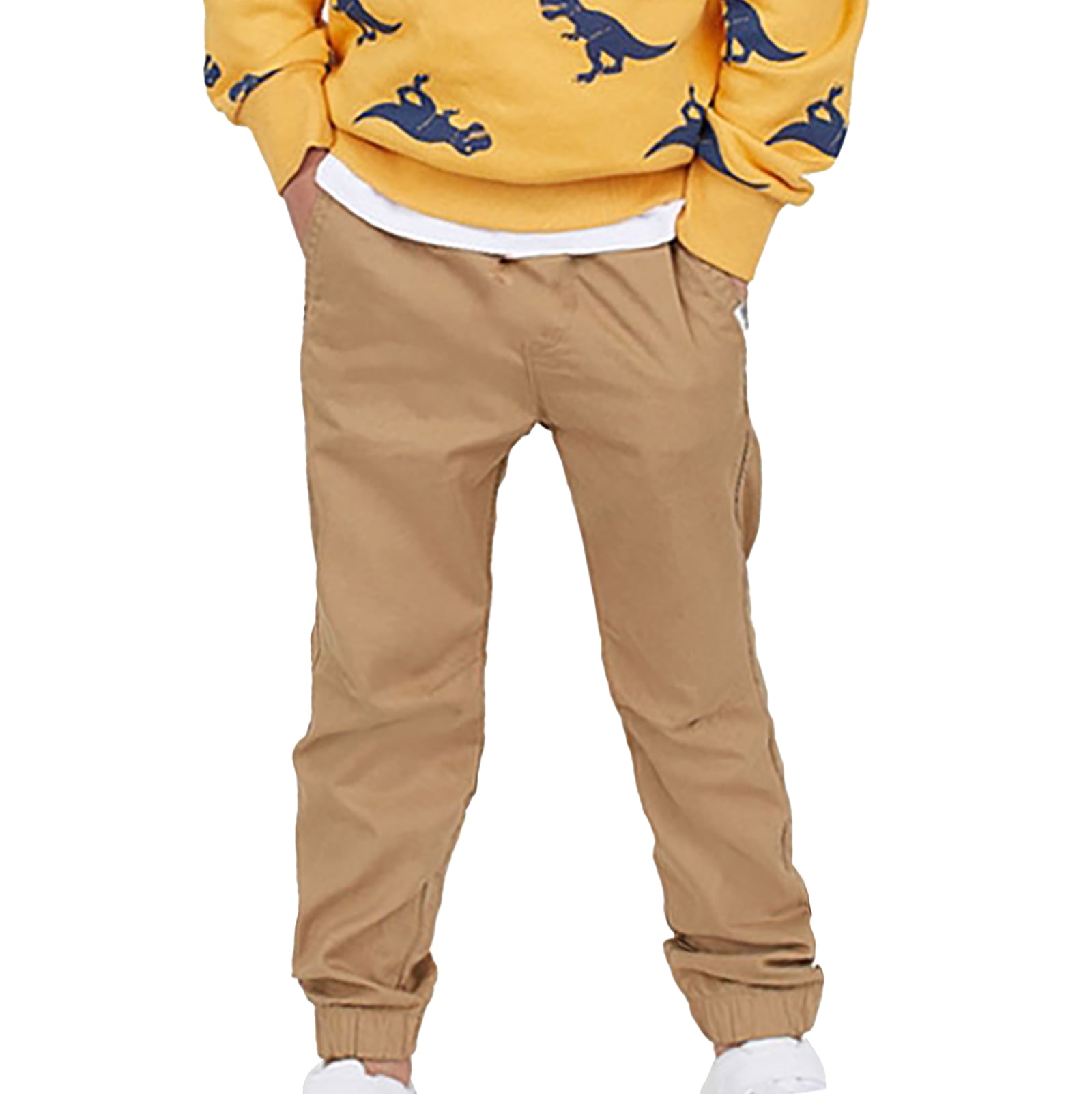 TiaoBug Kids Toddler Boys Chino Pants with Pockets, Straight Fit Cargo ...