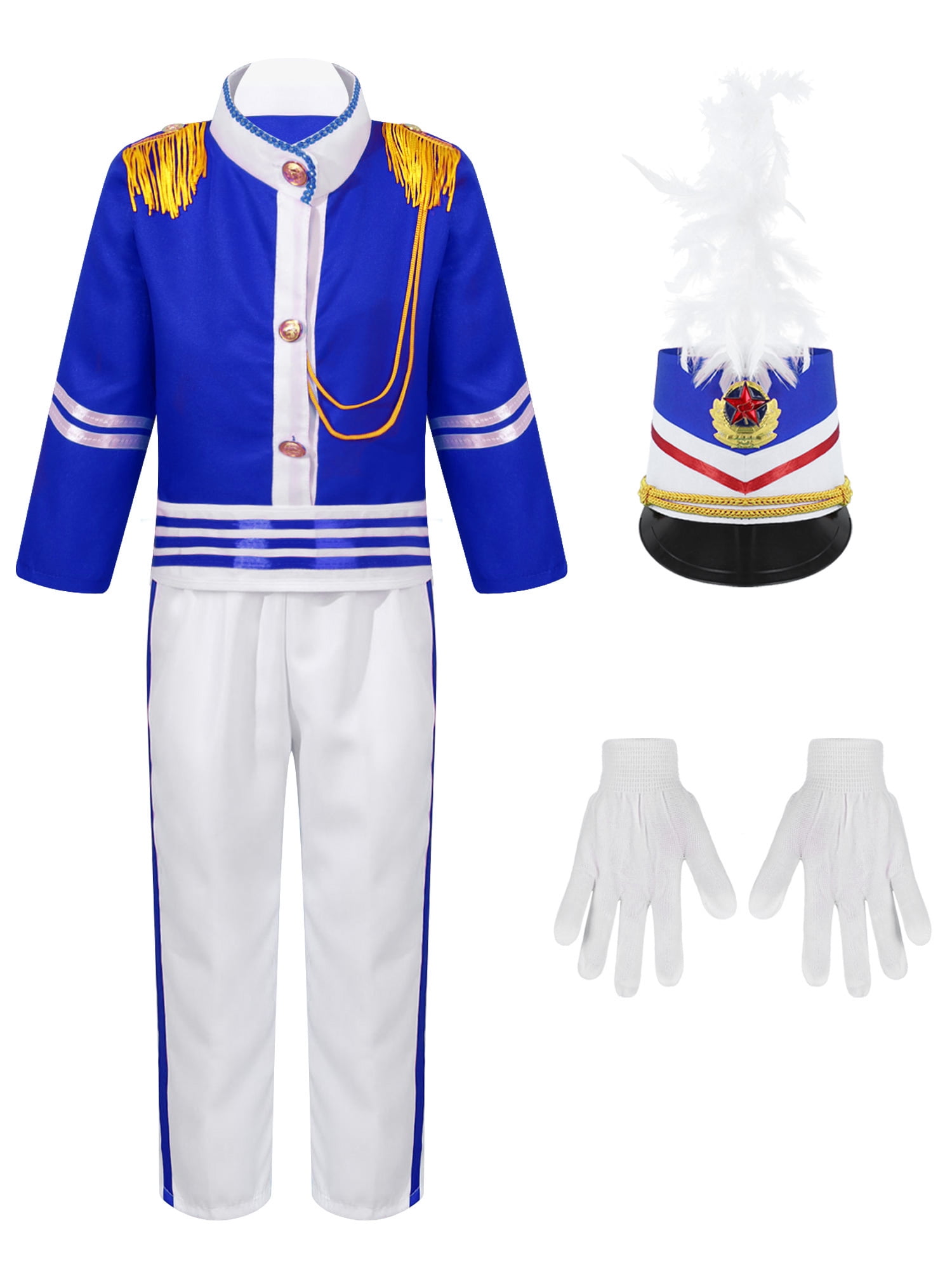 TiaoBug Unisex Kids Marching Band Drum Major Costume Trumpet Teamwear ...