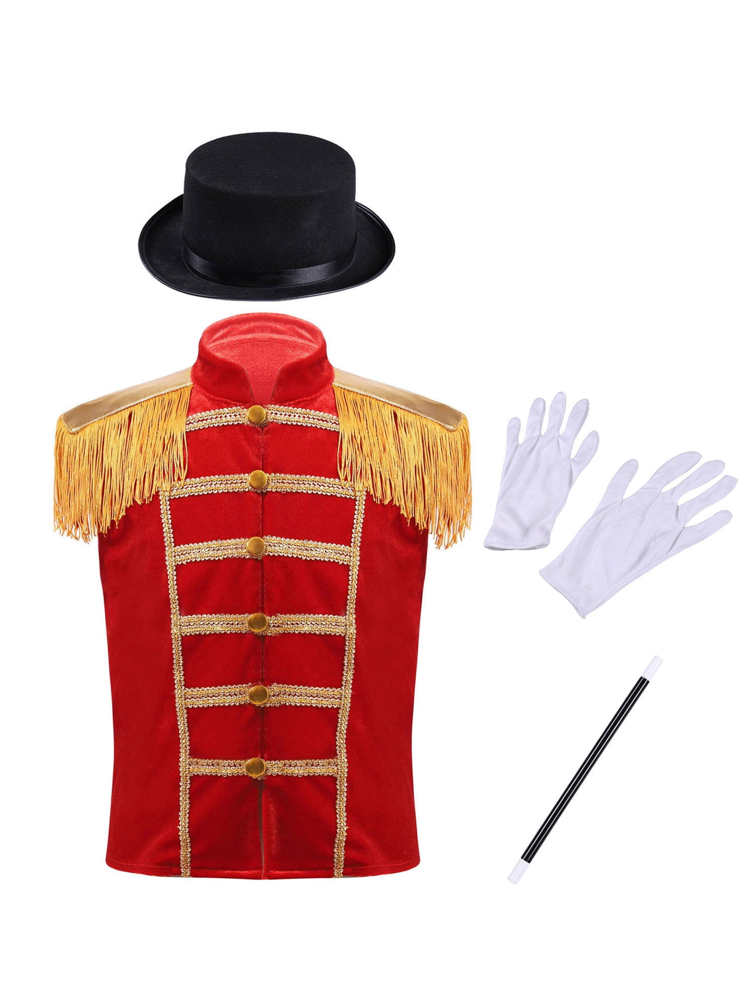 TiaoBug Unisex Kids Medieval Circus Ringmaster Costume Tassel Vest ...