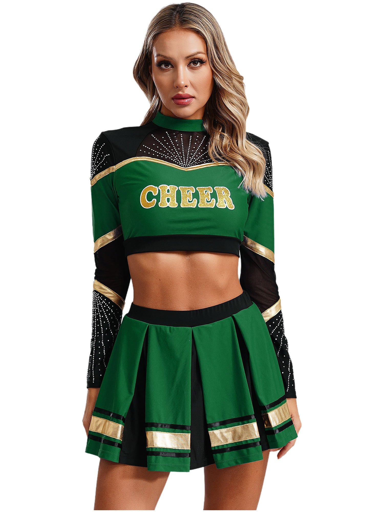 TiaoBug Women Cheer Leader Uniform Dance Cheerleading Costume Long ...