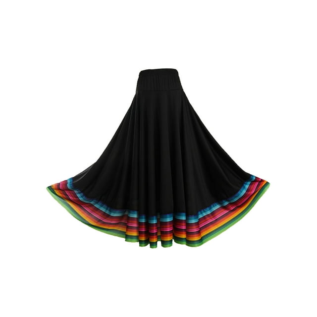 TiaoBug Women Mexican Flamenco Swing Long Skirt Spanish Full Circle ...