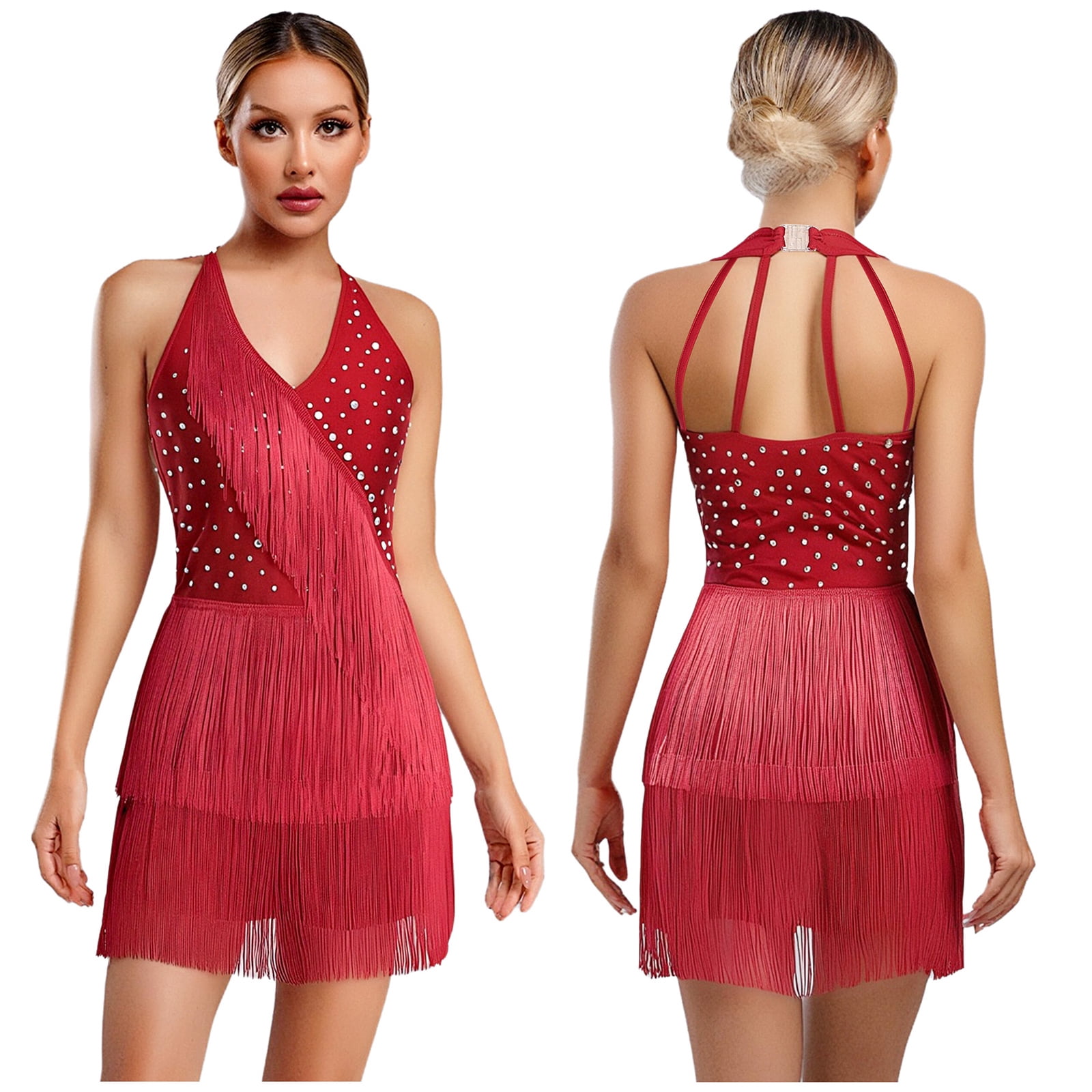 TiaoBug Women Latin Dance Dress Salsa Cha-cha Tango Ballroom Dancing ...