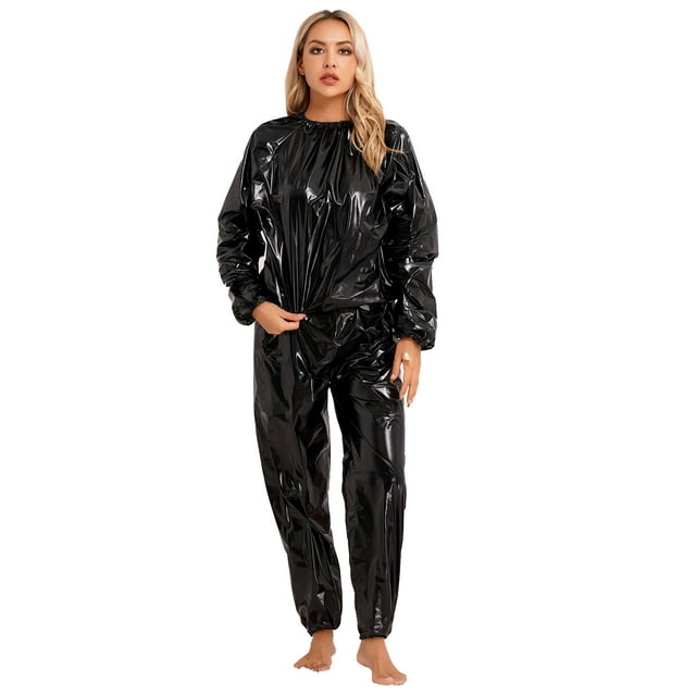 TiaoBug Women Men PVC Sauna Suit Weight Loss Sweat Suit Long Sleeve ...