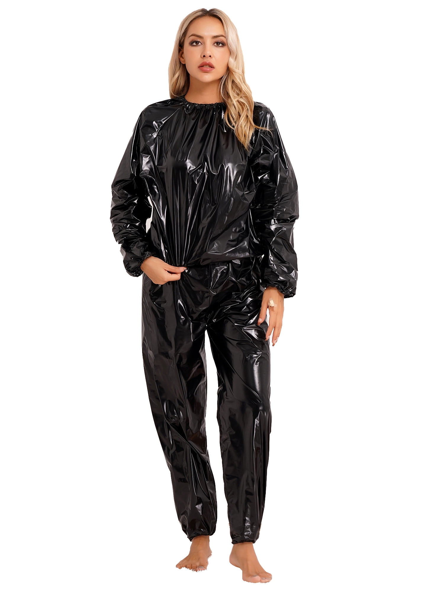 TiaoBug Women Men PVC Sauna Suit Weight Loss Sweat Suit Long Sleeve ...