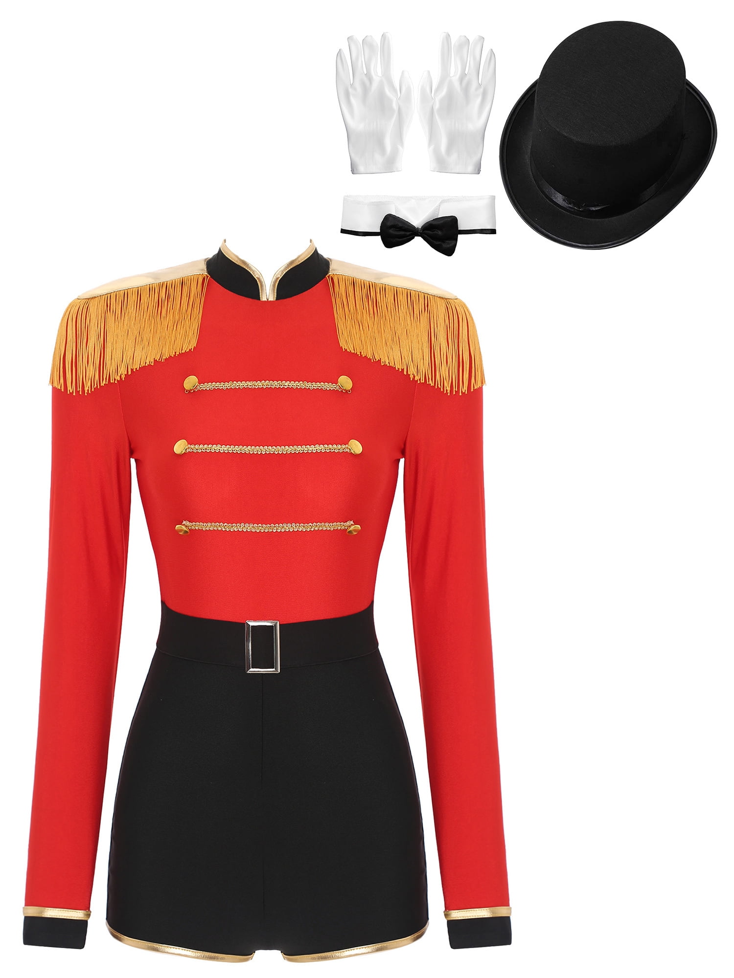 TiaoBug Women Ringmaster Lion Tamer Costume Tassel Circus Ringleader ...
