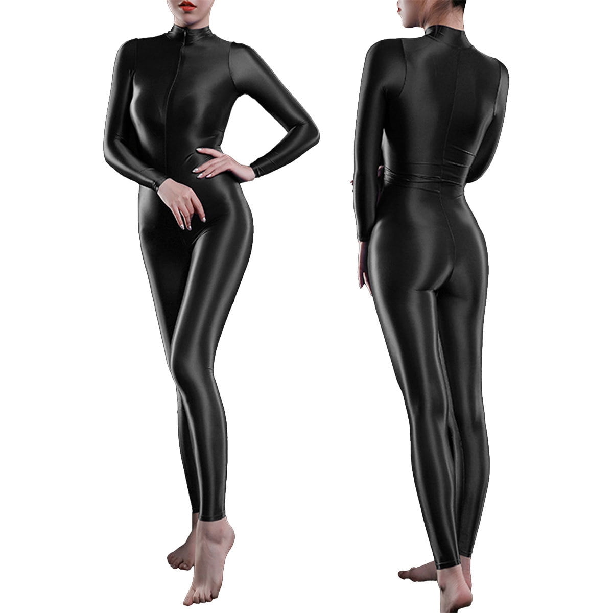 TiaoBug Women's Adult Shiny Shimmery Bodysuit Leotard Unitard Footless ...