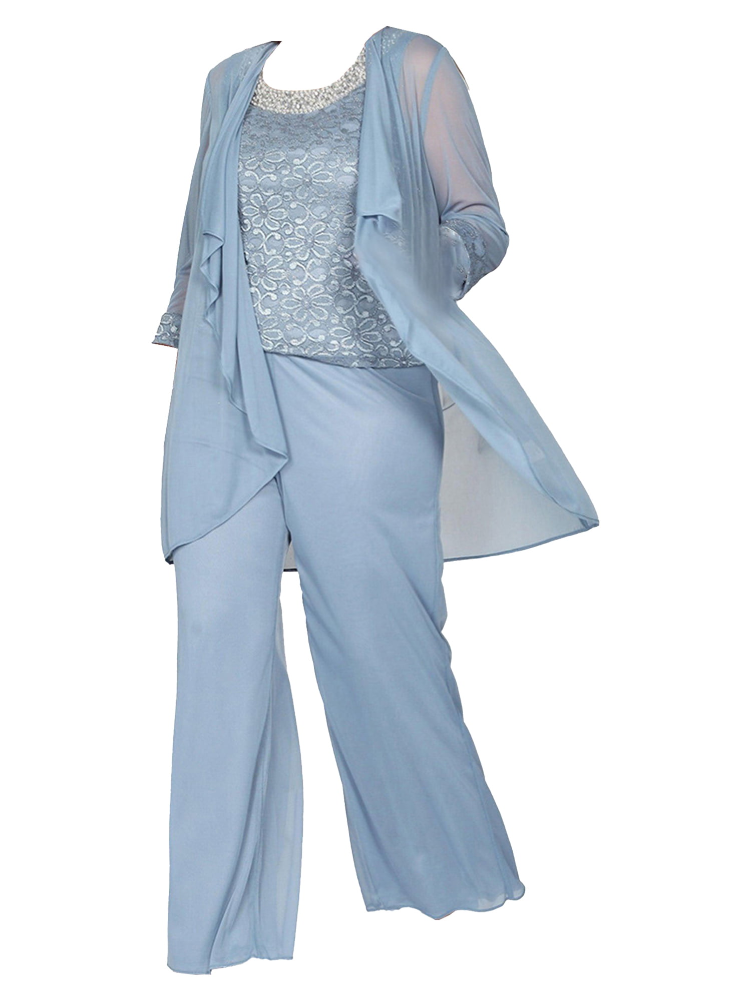 TiaoBug Women's Chiffon Pants Suits 3 Pieces Mother of The Bride ...