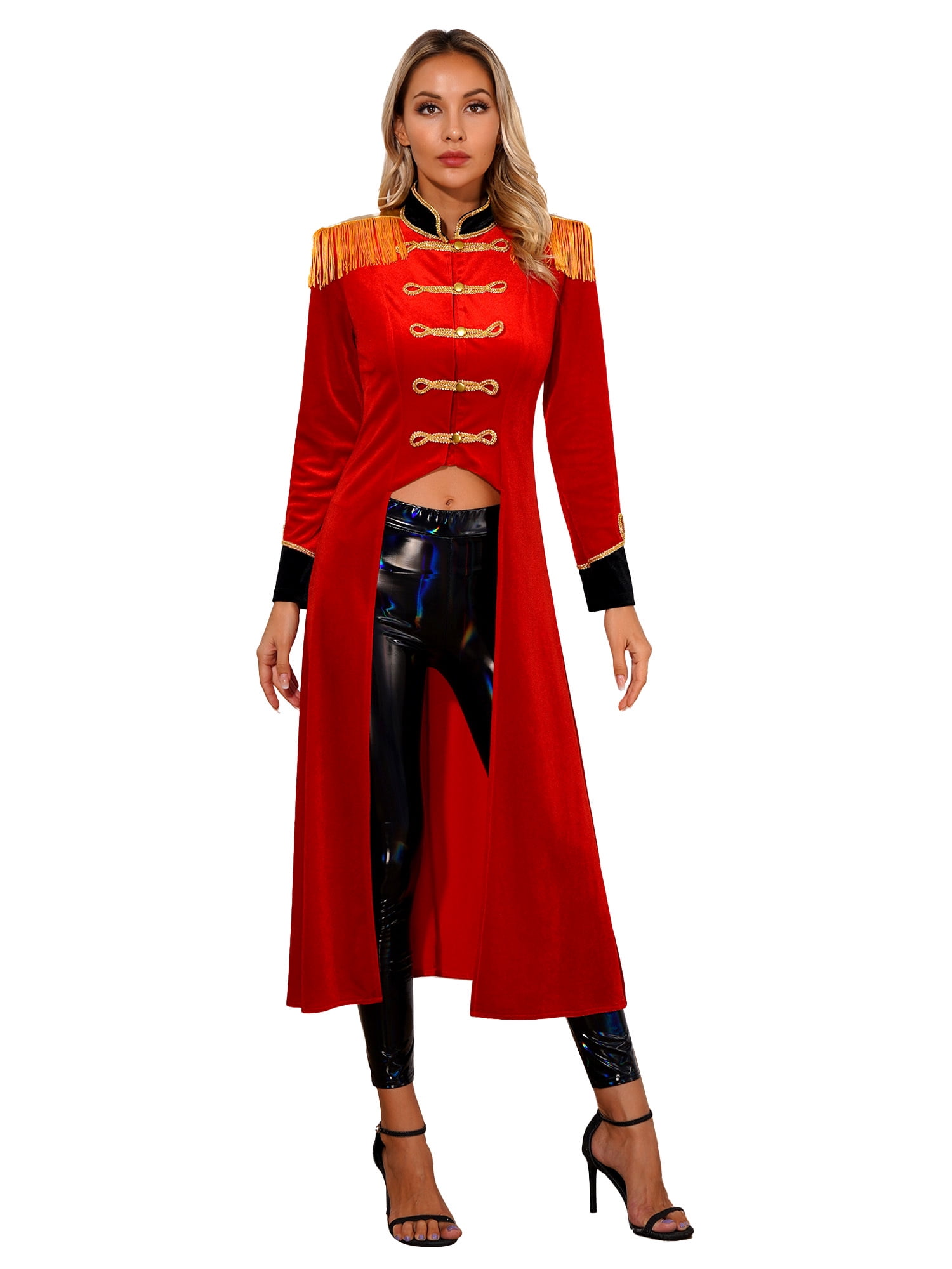 TiaoBug Women's Circus Ringleader Cosplay Costume Velvet Long Tailcoat ...