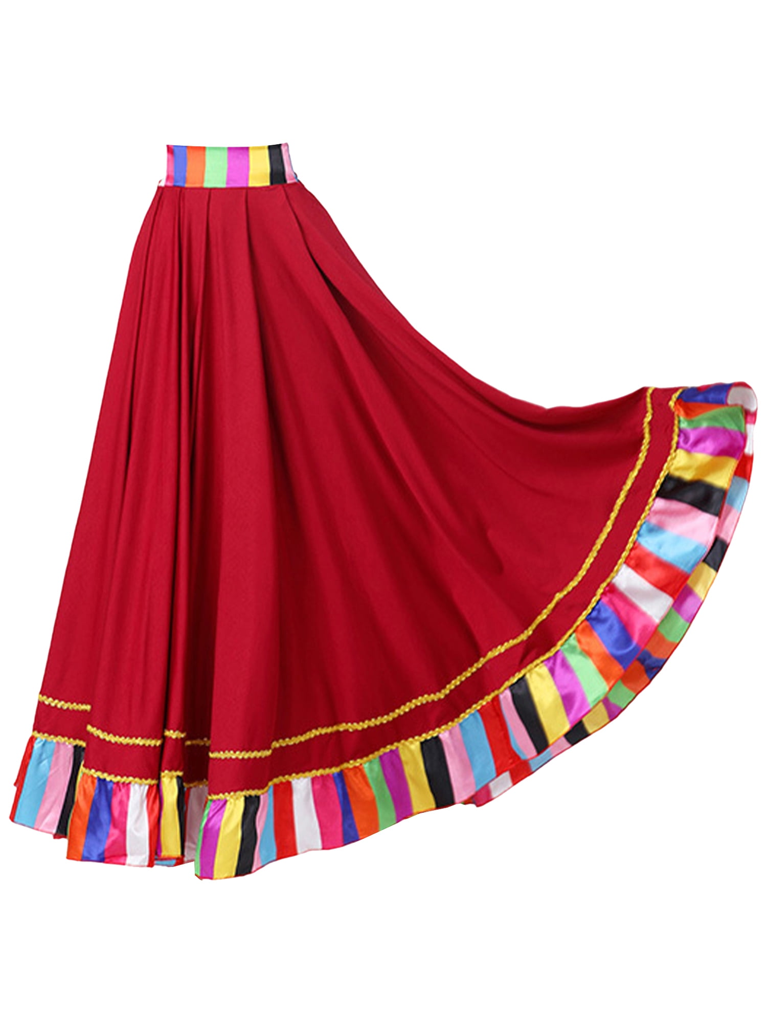 TiaoBug Women's Folklorico Dance Practice Skirt Mexican Spanish ...