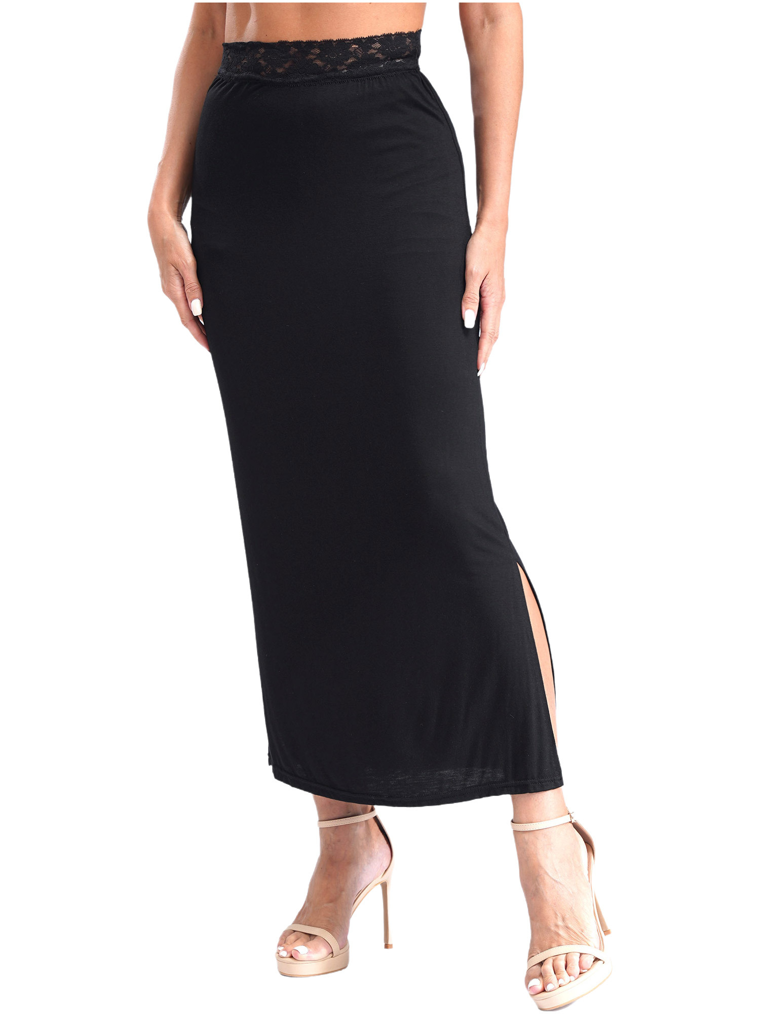 TiaoBug Women's Half Slip Lace Long Underskirt Skirt Lingerie Long ...