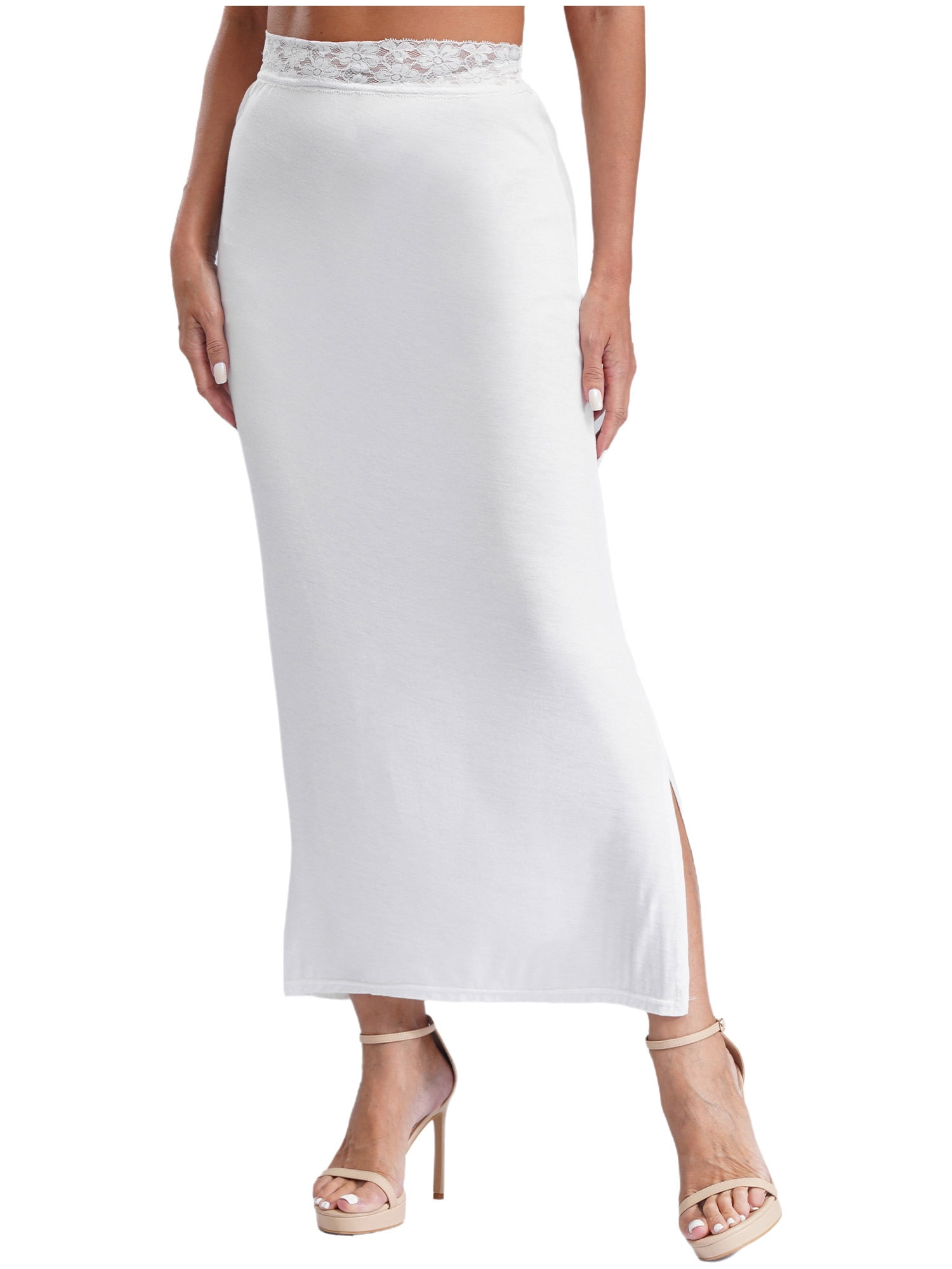 TiaoBug Women's Half Slip Lace Long Underskirt Skirt Lingerie Long ...