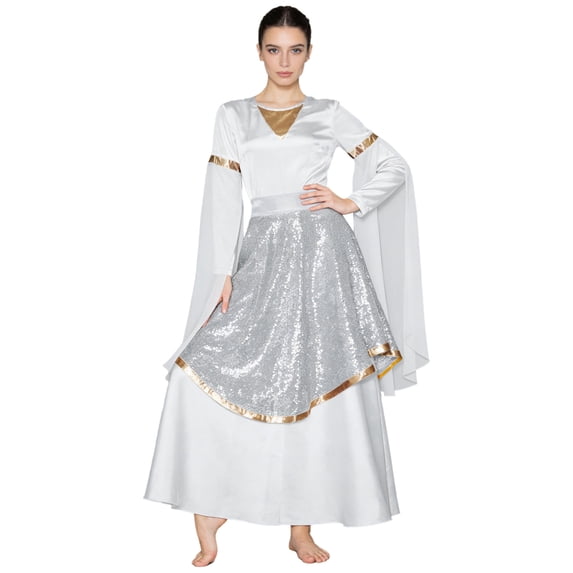 TiaoBug Women's Liturgical Praise Dance Dress Long Sleeve Worship ...