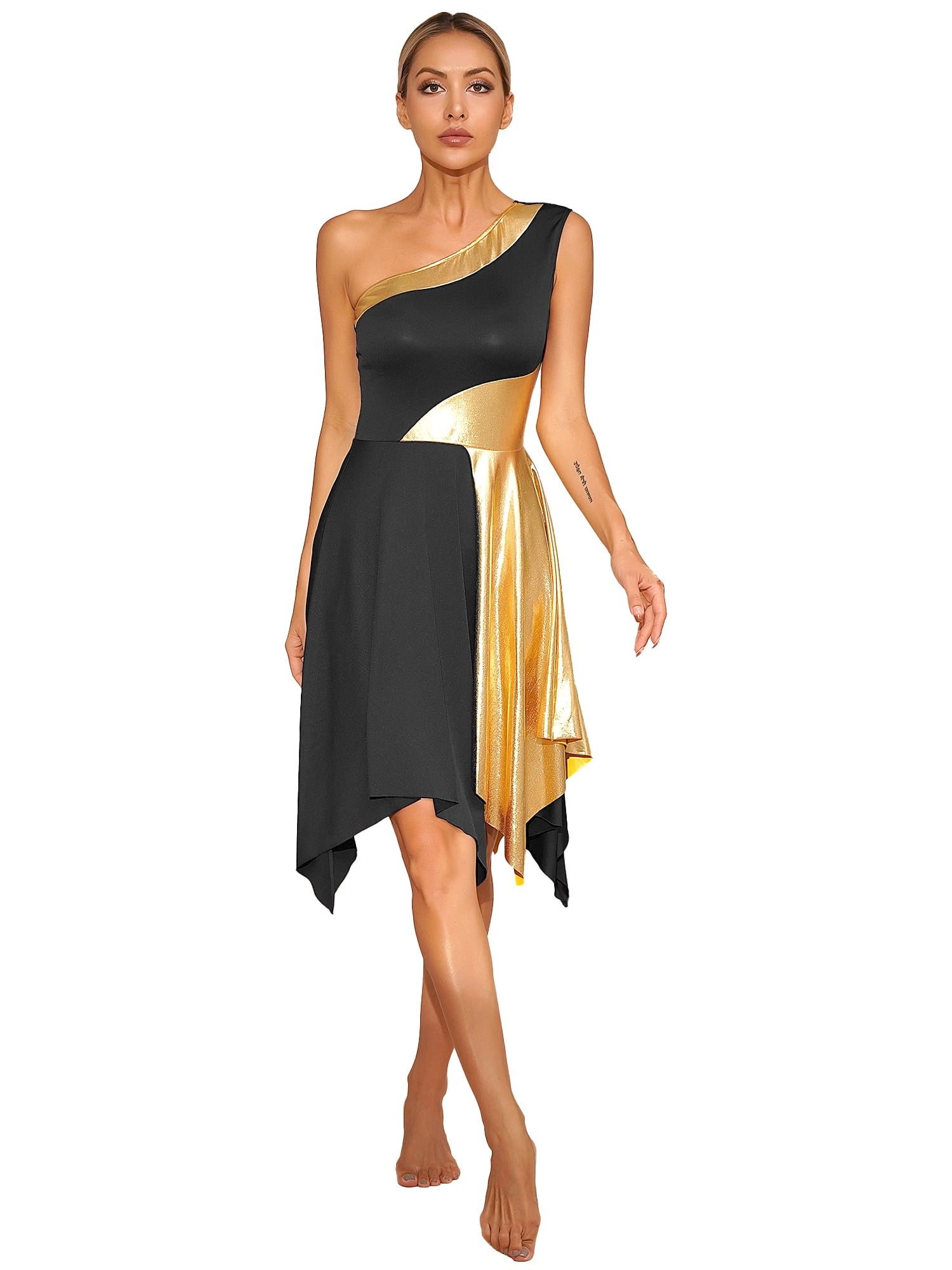 TiaoBug Women's One Shoulder Liturgical Praise Dance Dress Lyrical ...