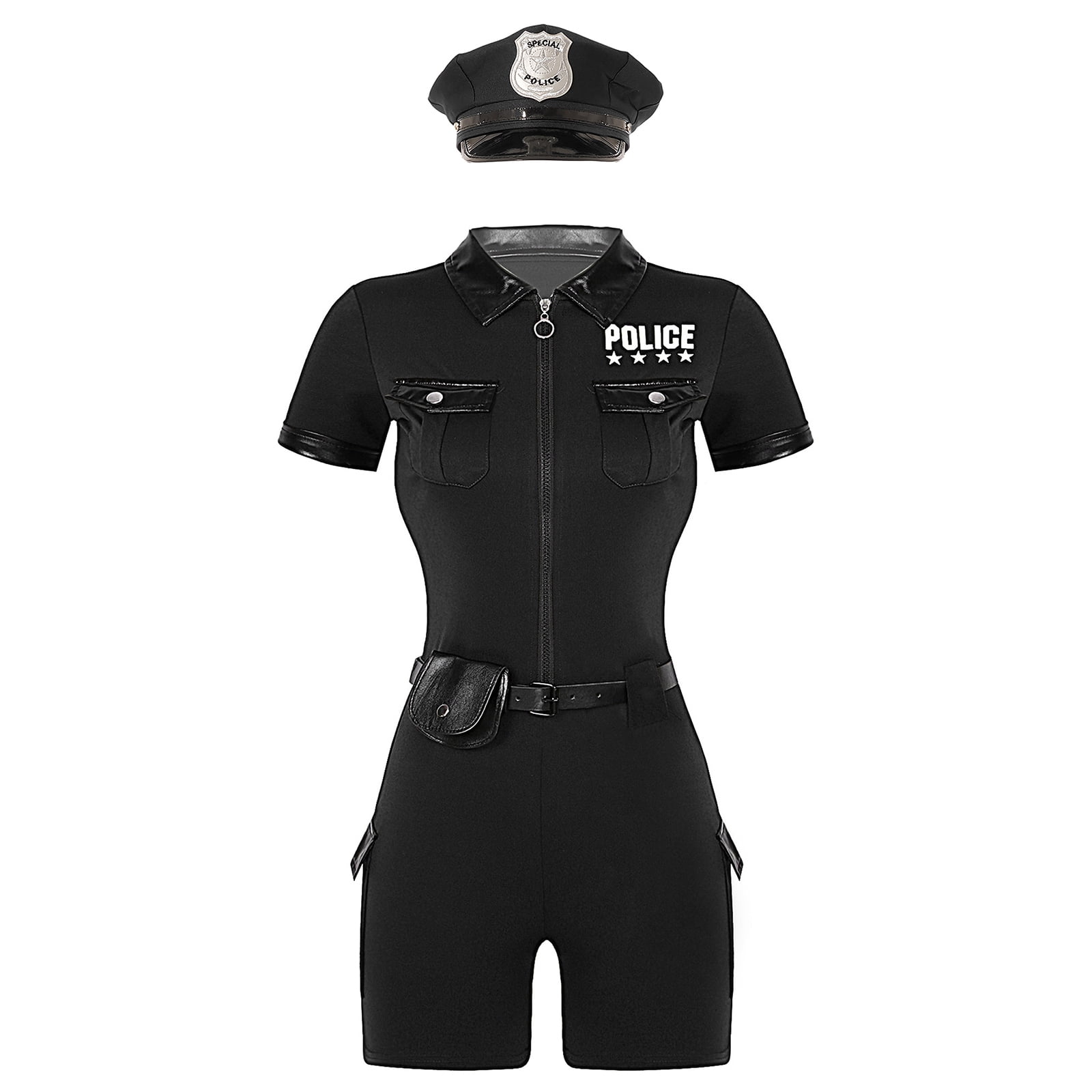 TiaoBug Women's Police Officer Uniforms Cop Role Play Outfits ...