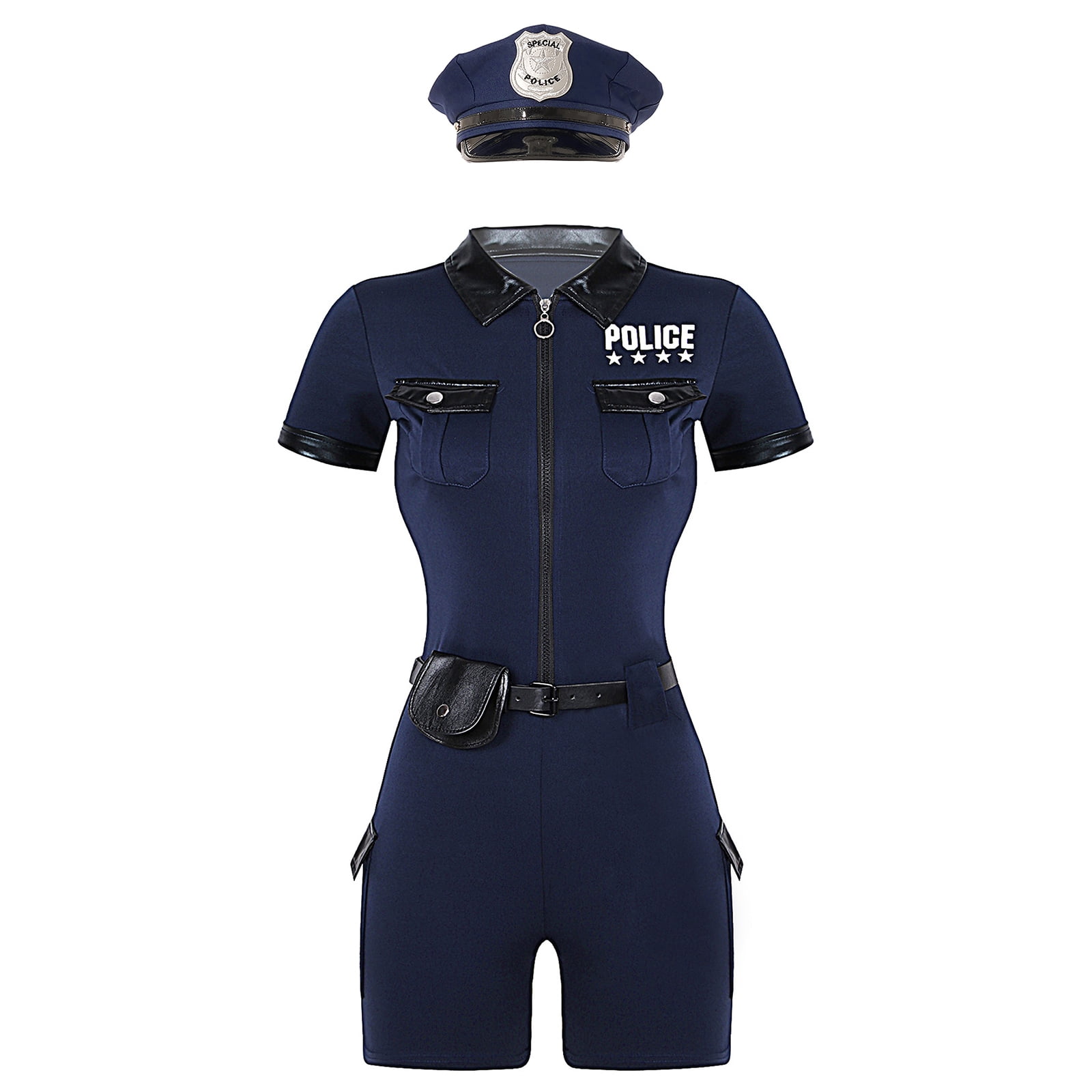 TiaoBug Women's Police Officer Uniforms Cop Role Play Outfits ...