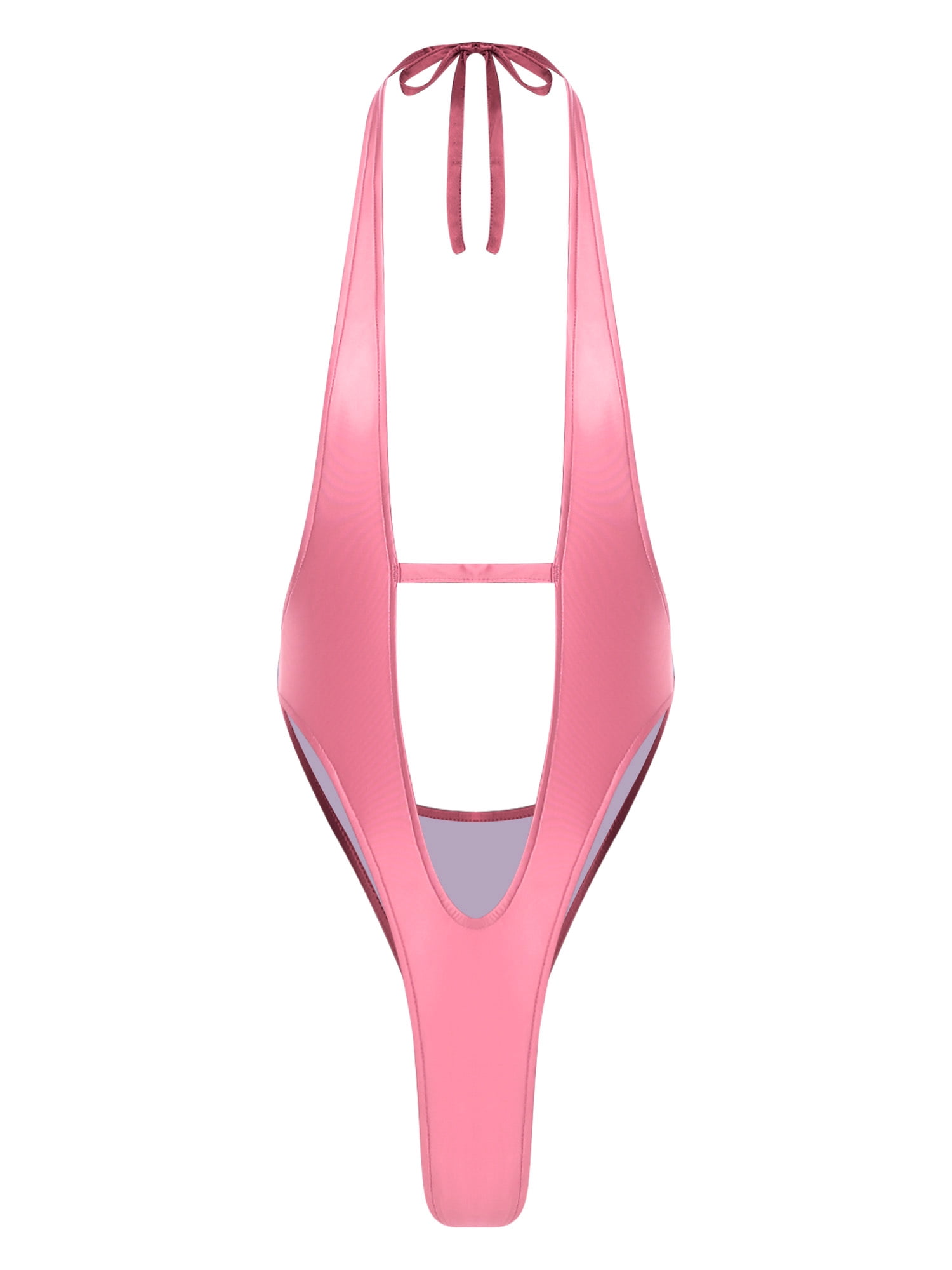 TiaoBug Women's Sling Shot Extreme Micro Swimsuit Halter Neck Plunging ...