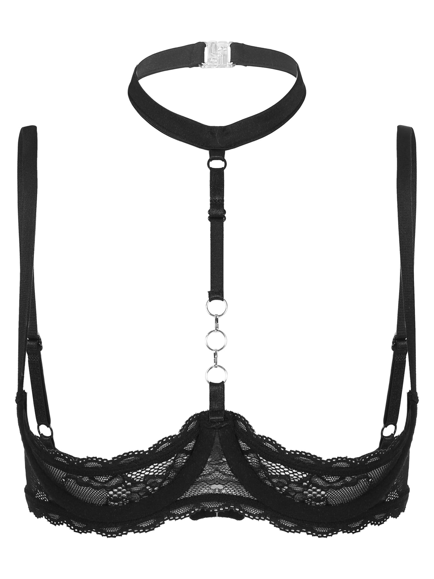 TiaoBug Women's Underwire Push Up Shelf Bra 1/2 Cup Halter Neck ...