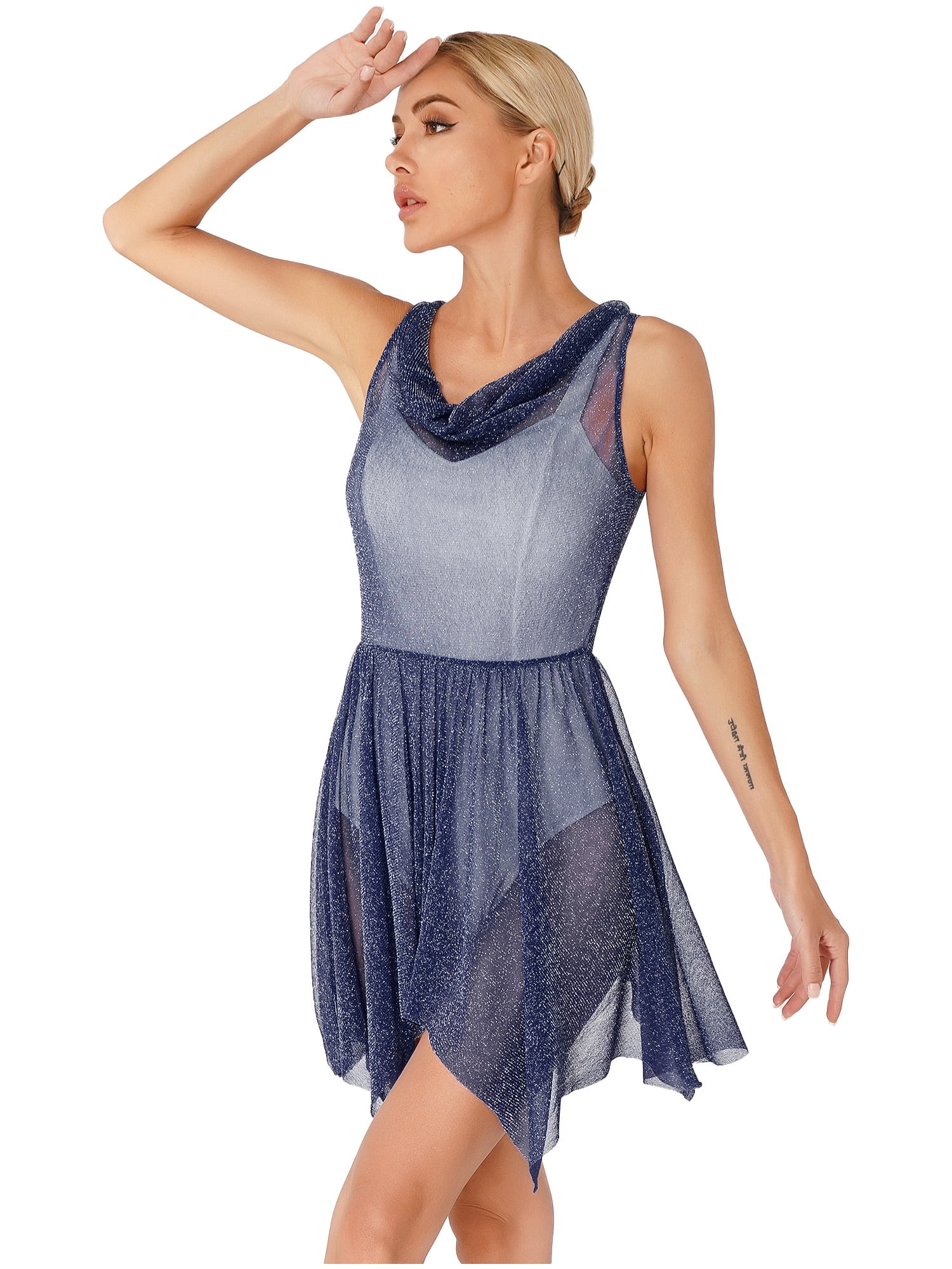 TiaoBug Women's Worship Praise Tunic Church Robe See-Through Glittery ...