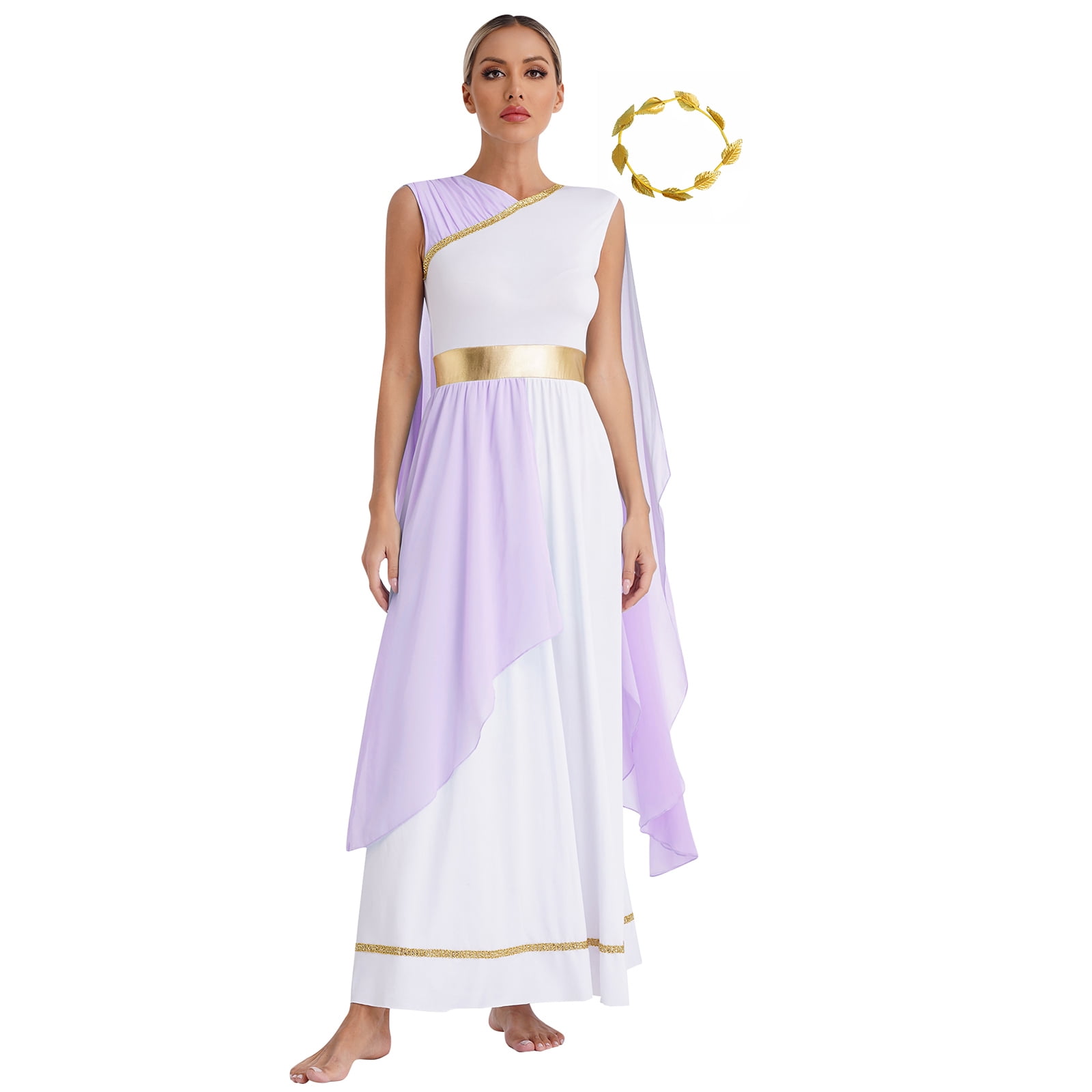 TiaoBug Womens Ancient Greek Costume Grecian Sleeveless Roman Queen ...