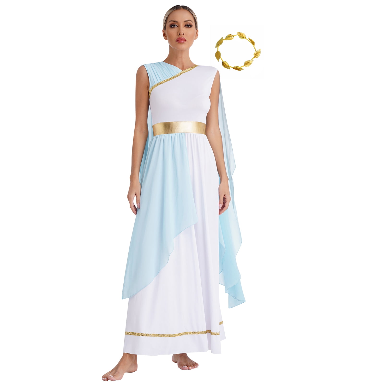 TiaoBug Womens Ancient Greek Costume Grecian Sleeveless Roman Queen ...
