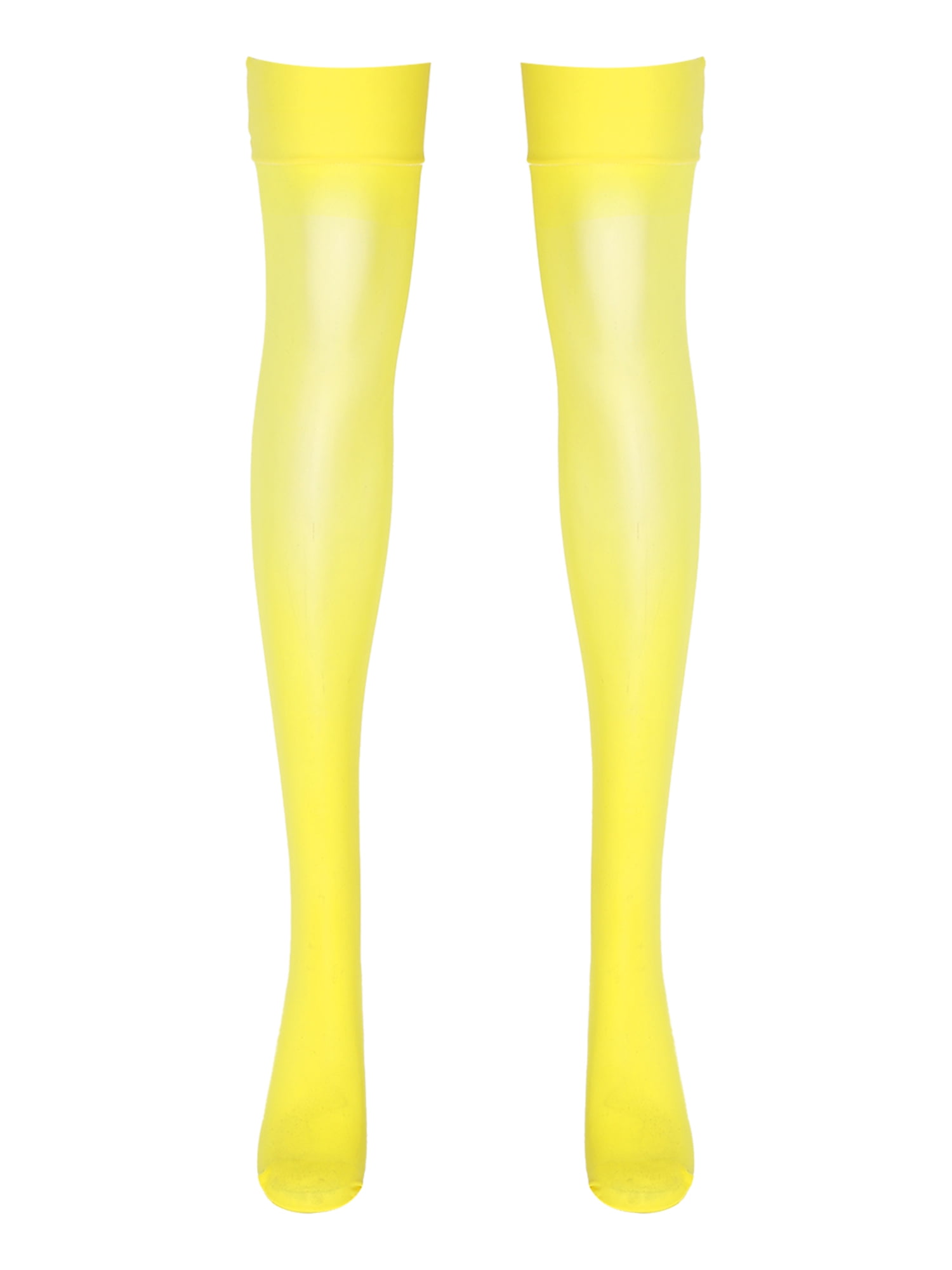 TiaoBug Womens Glossy See-through Stockings Sheer Thigh Knee High Socks ...