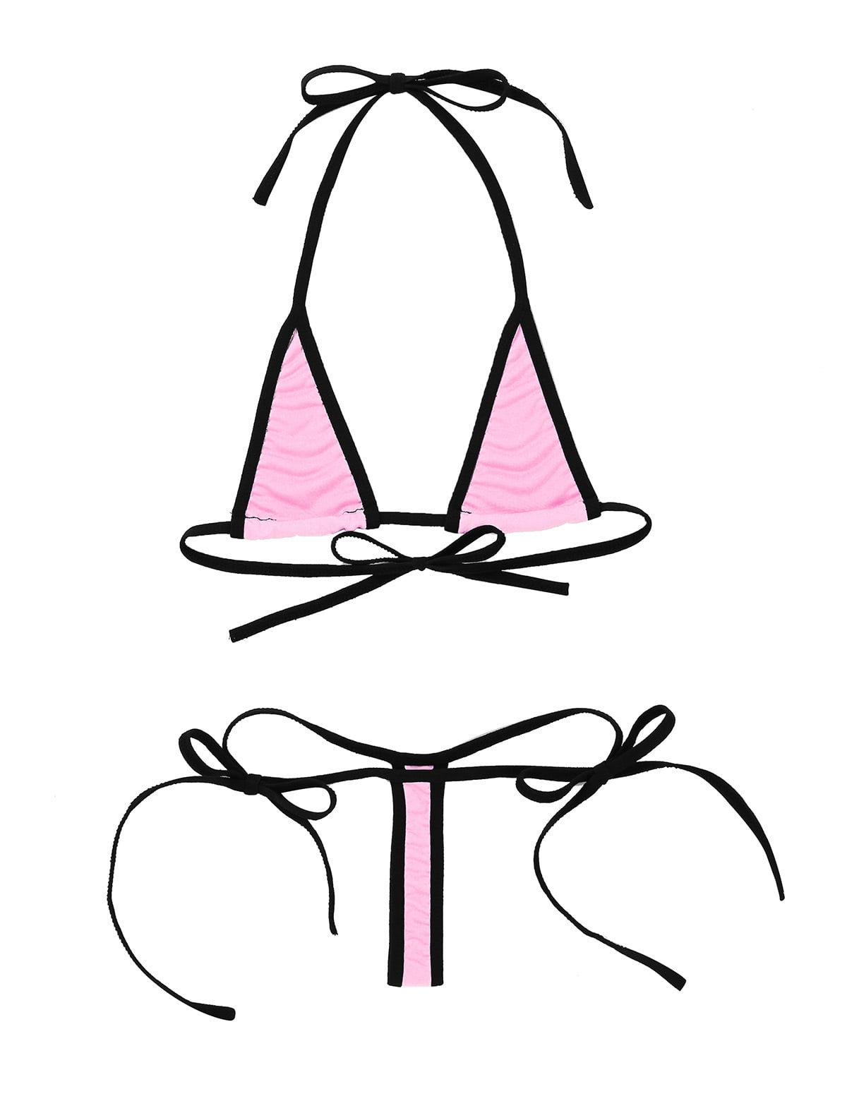 TiaoBug Womens Micro Bikinis Swimsuit Sets Halter Self-tie Bra Top And ...