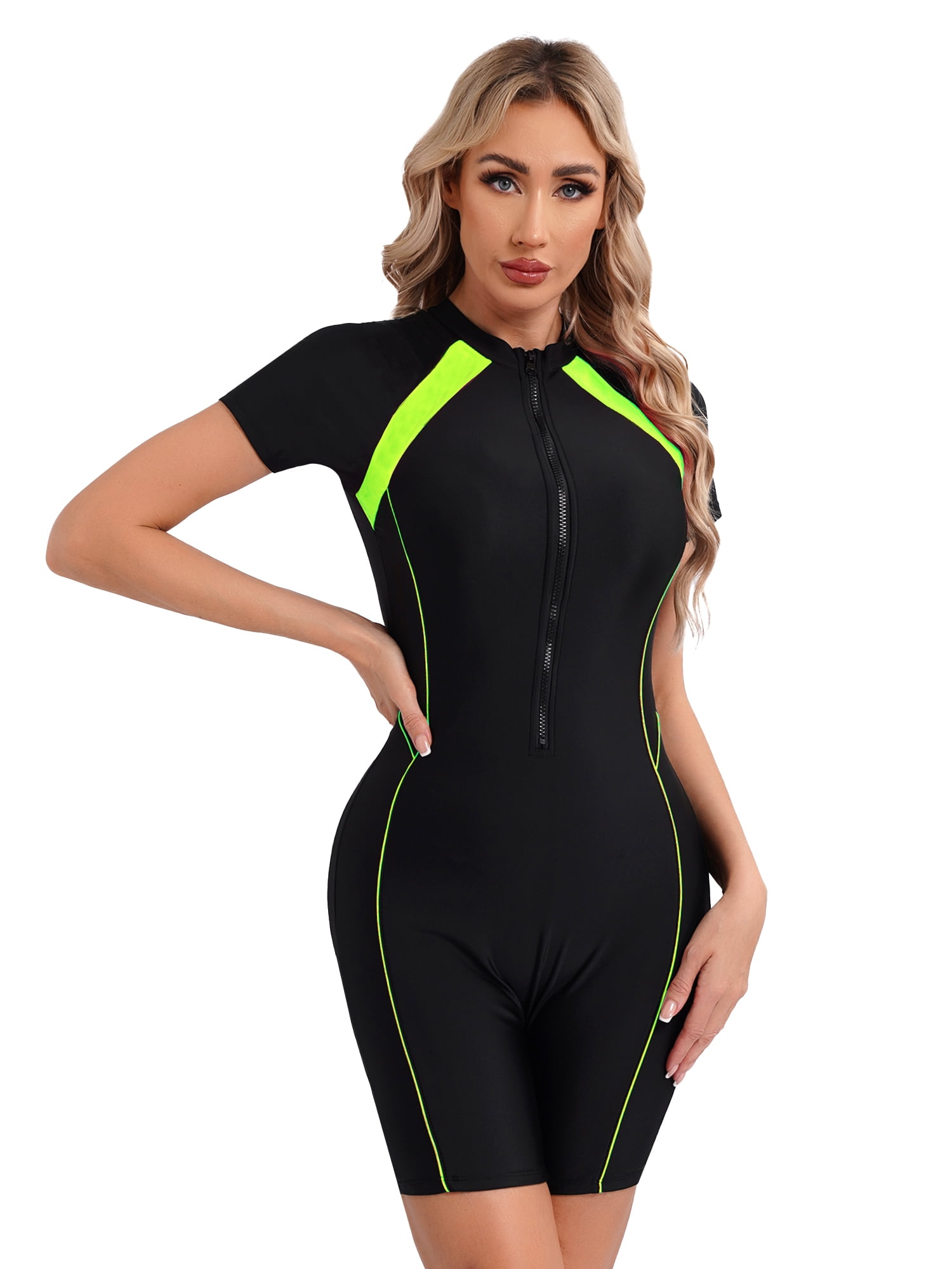 TiaoBug Womens Rash Guard One Piece Swimwear Athletic Swimsuit Surfing ...
