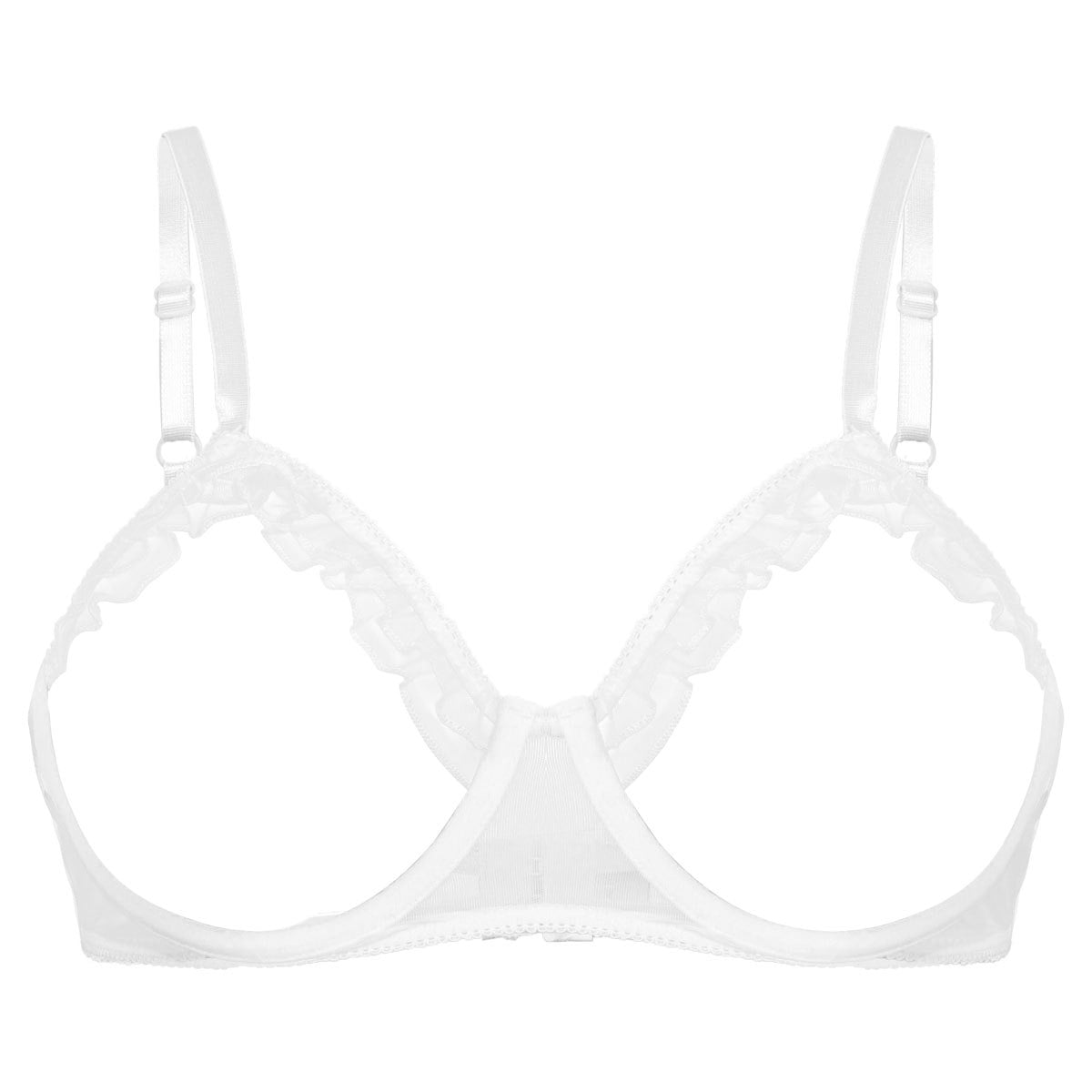 TiaoBug Womens Sheer Mesh Lingerie Open Cups Underwired Bra Tops Hollow ...