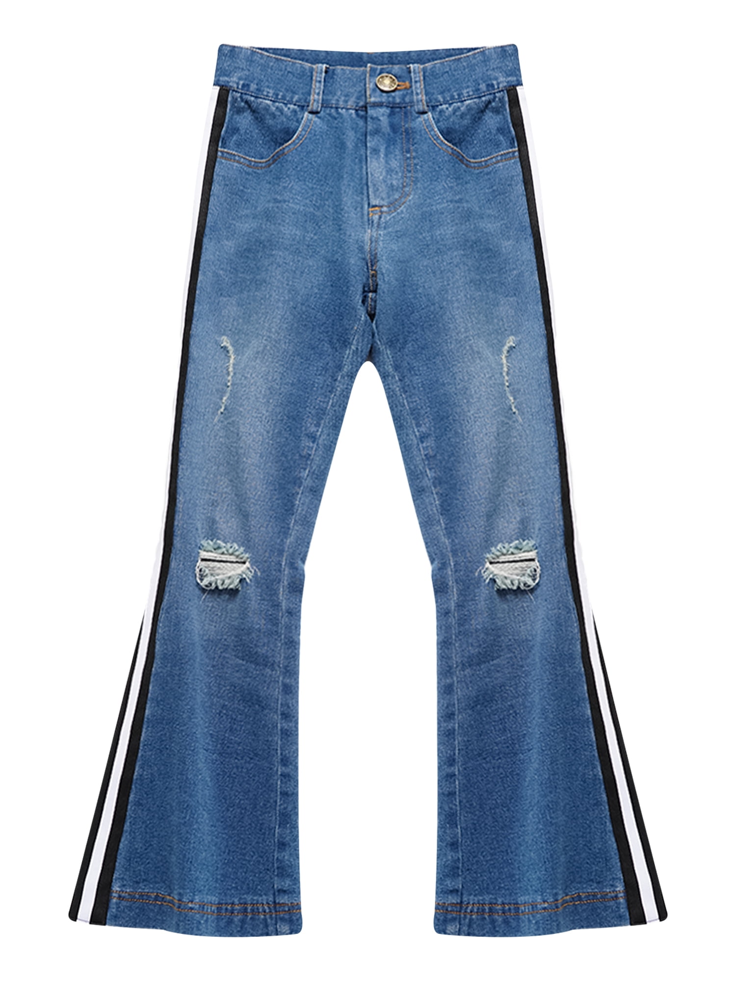 TiaoBug Youth Girl Flared Jeans Pants Ripped Denim Bell Bottoms High ...