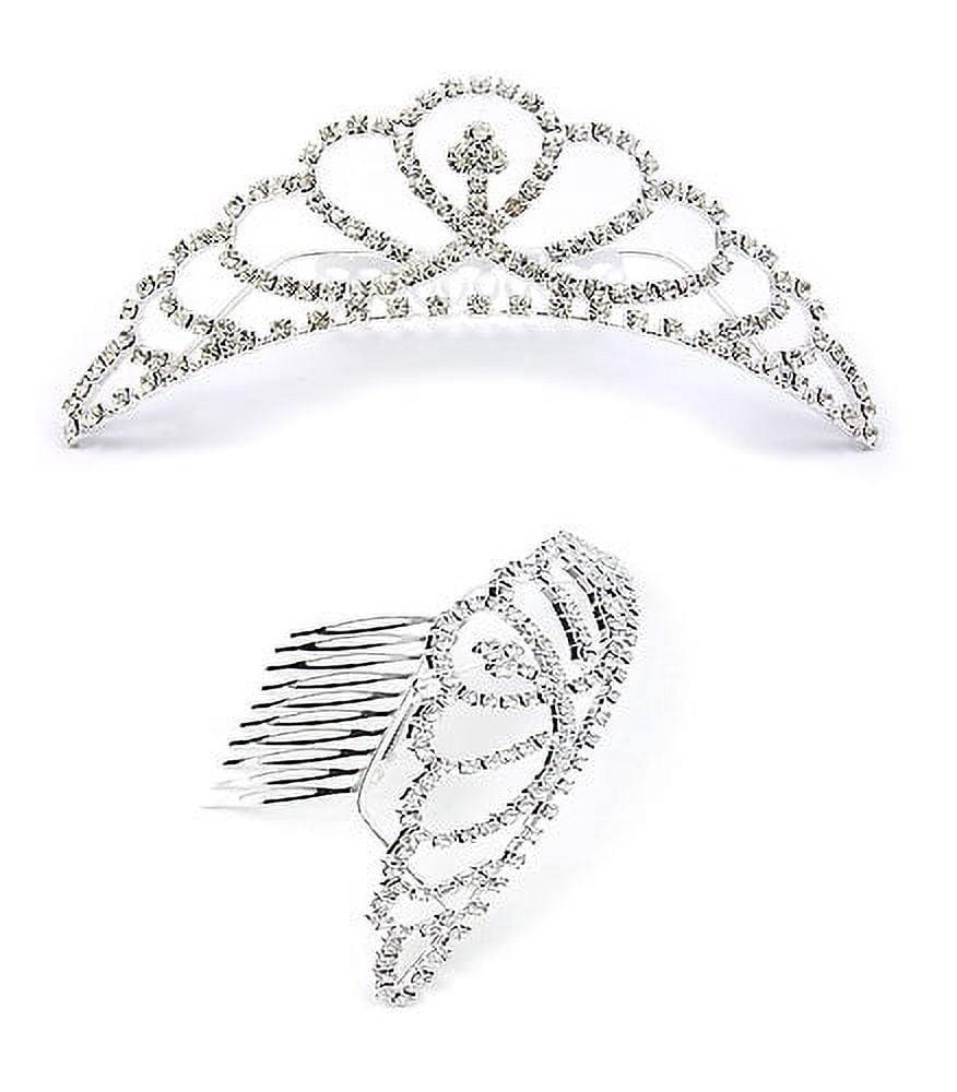 Tiara w/ Side Comb - Clear Crystal Stones - CB-T3246 - Walmart.com