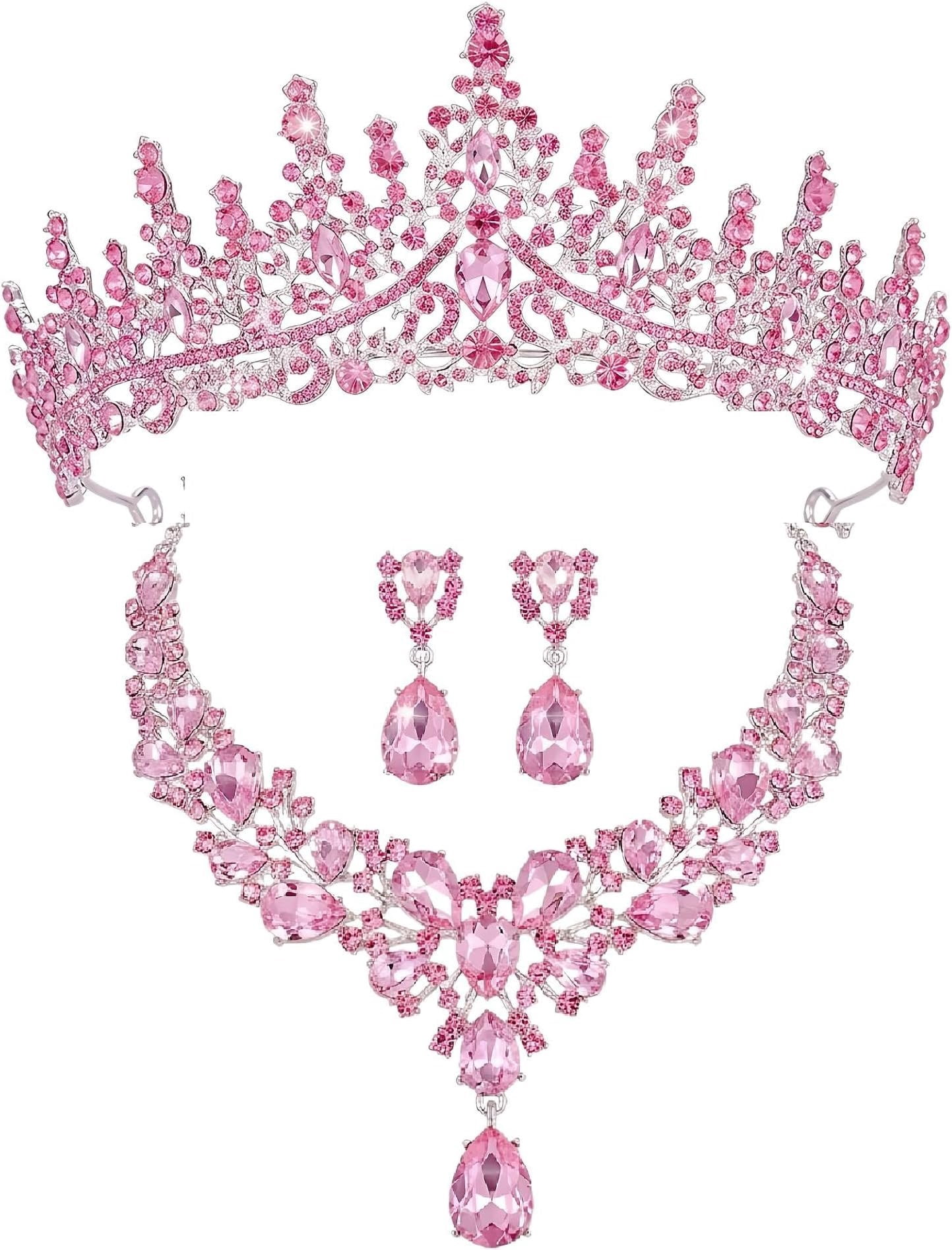 Tiaras Crowns for Women,Necklace Earrings Bridal Set For Wedding ...