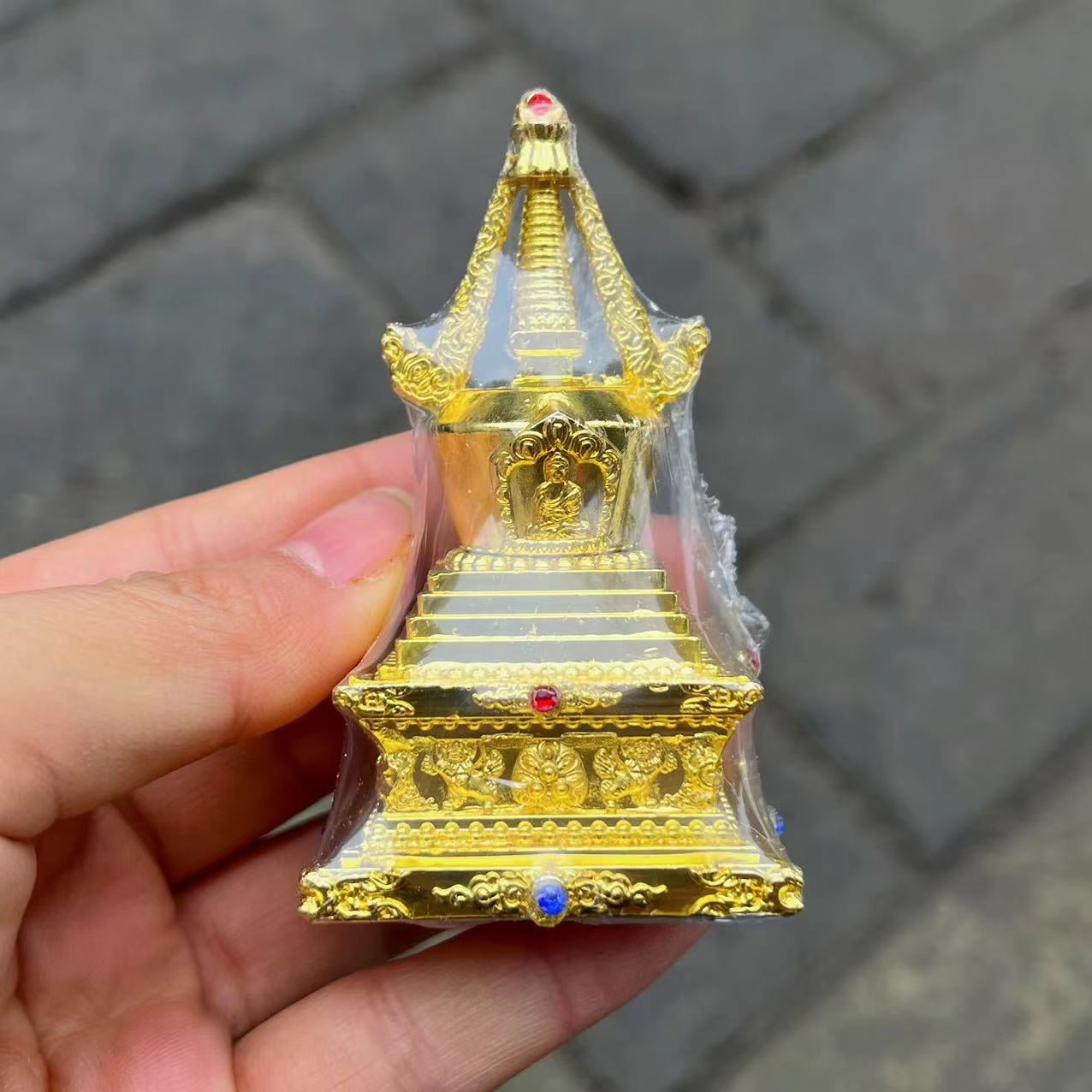 Tibet Brass golden Buddha Buddhism bodhisattva bless Pyramid，Buddhist ...