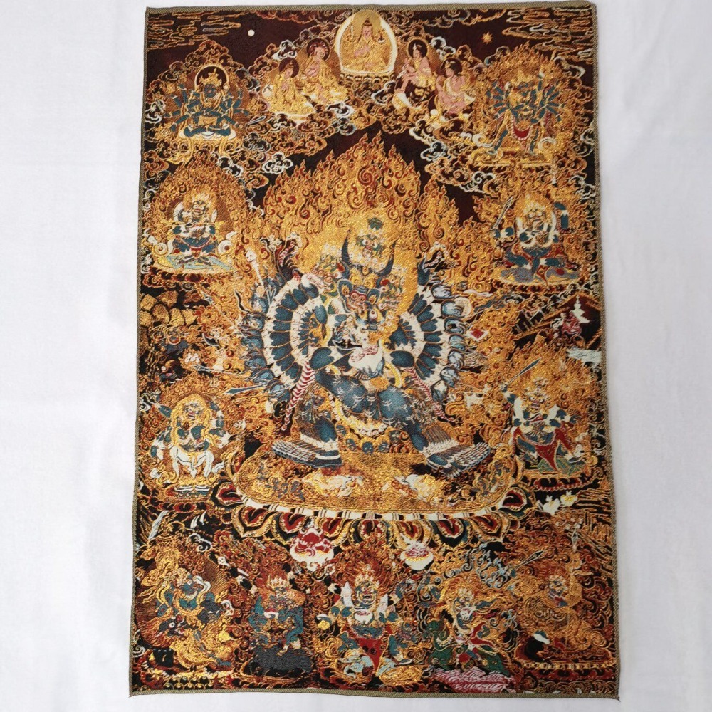 Tibet Tibetan Cloth Silk Buddhism Buddha Yamantaka Tangka Thangka ...